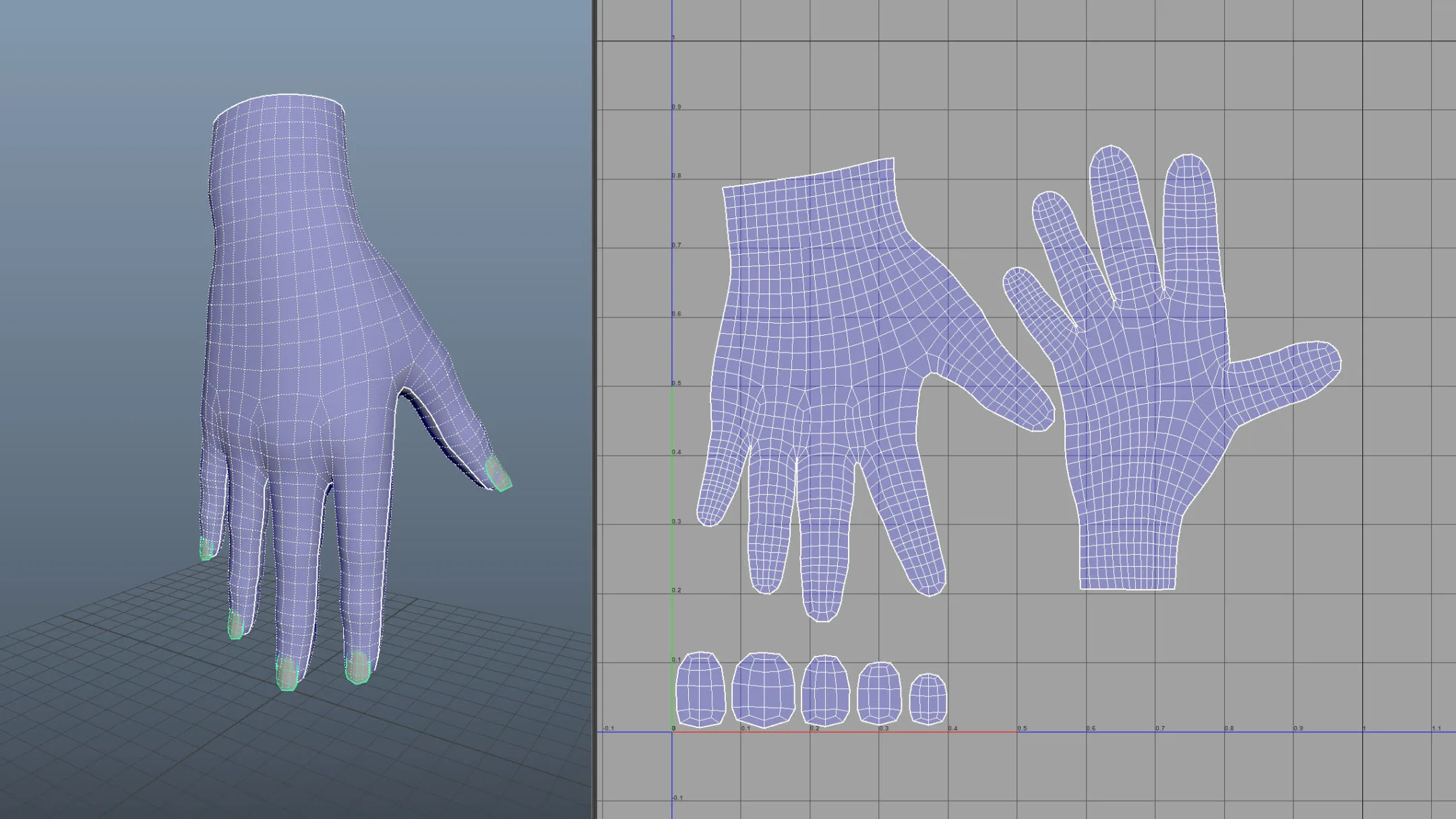 Hand Basemesh Topology - FlippedNormals