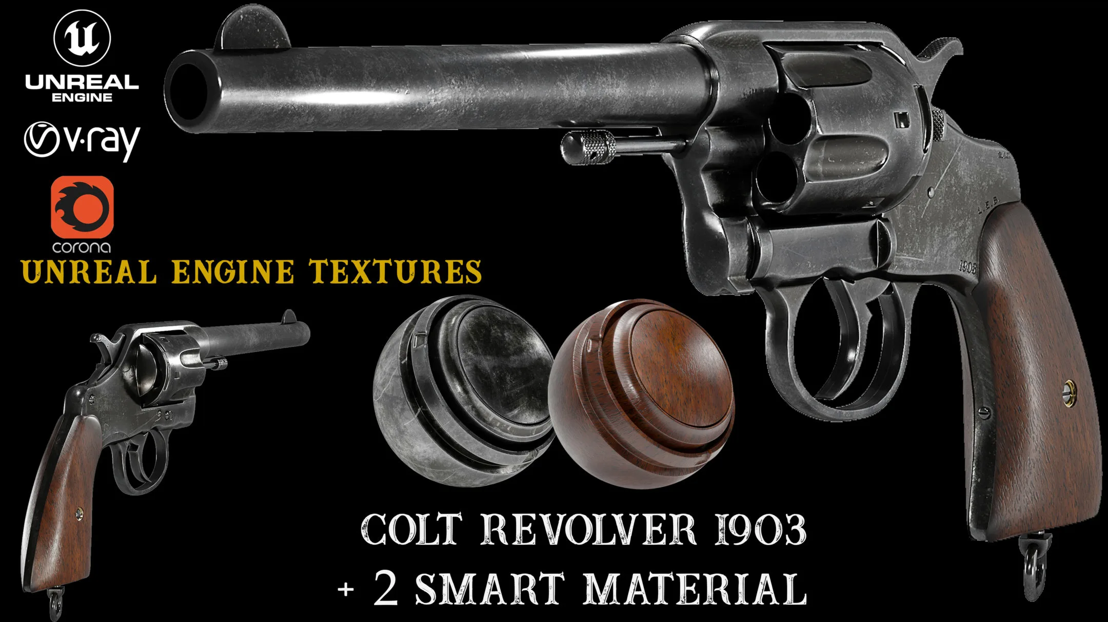 Realistic 3D Model Colt-Revolver-1903 - FlippedNormals