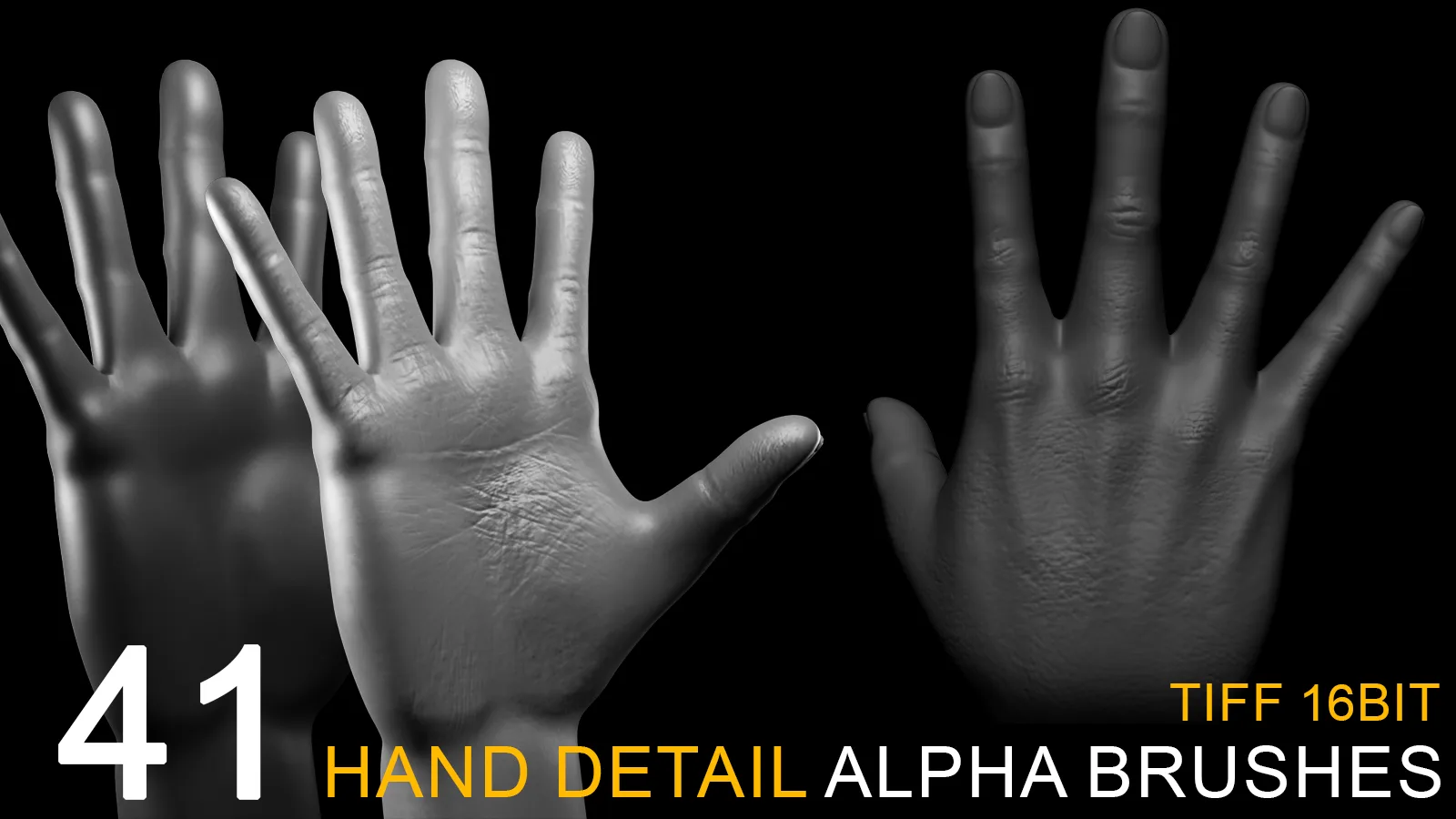 41 HAND DETAIL Alpha Brush Bundle - FlippedNormals