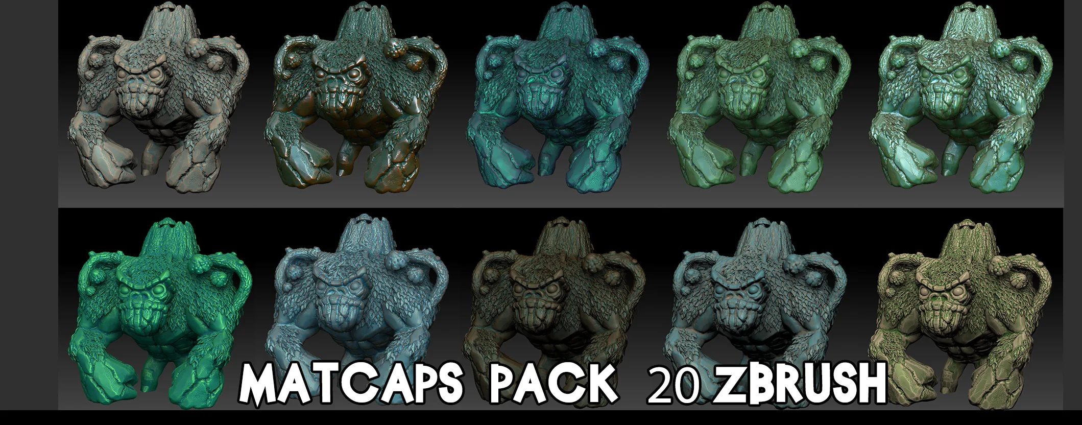 Matcaps Pack 20 Zbrush - FlippedNormals