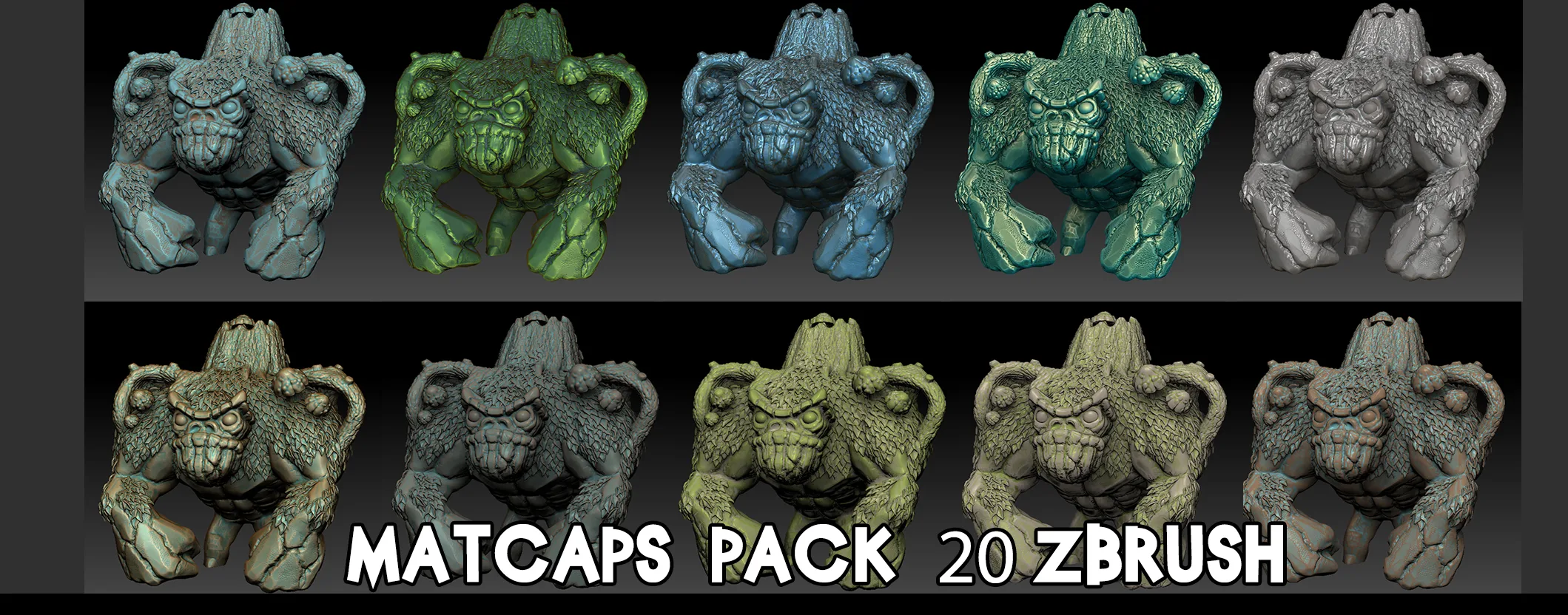Matcaps Pack 20 Zbrush - FlippedNormals