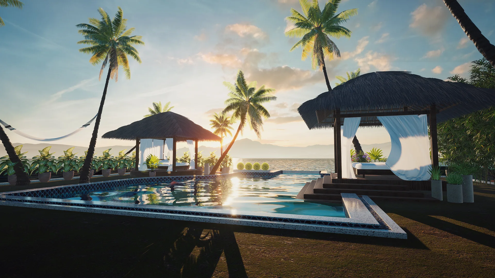 Exterior Beach Resort Scene - UE4 - FlippedNormals