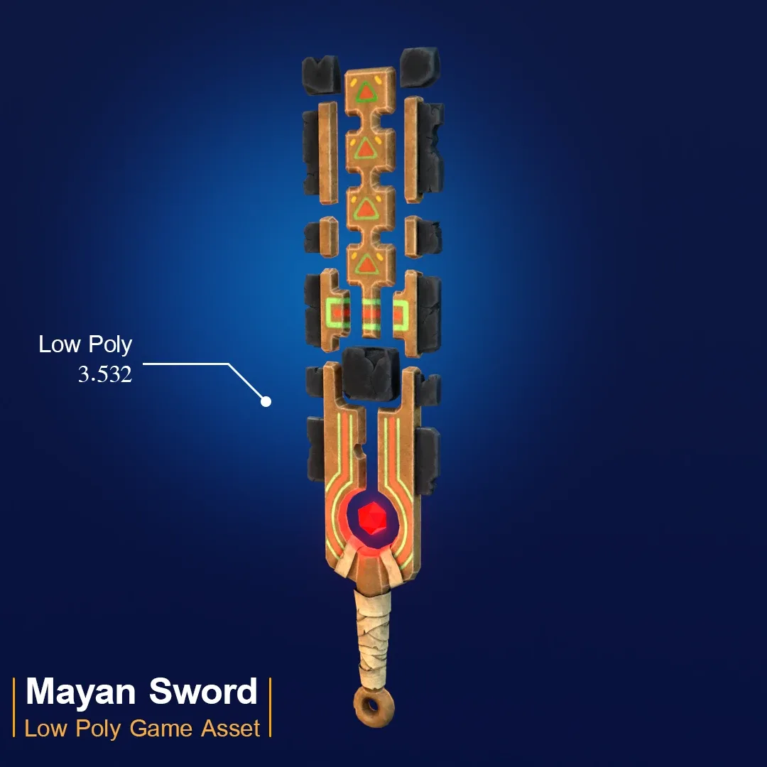 Free Low Poly Mayan Sword - FlippedNormals