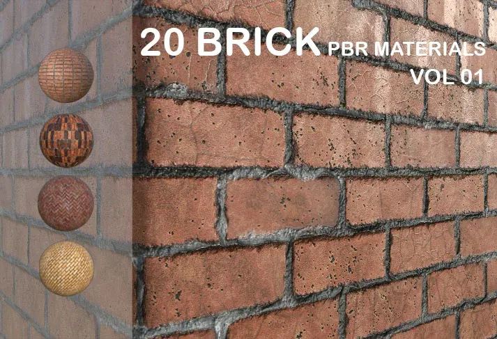 20 Brick PBR Material . vol 01 - FlippedNormals