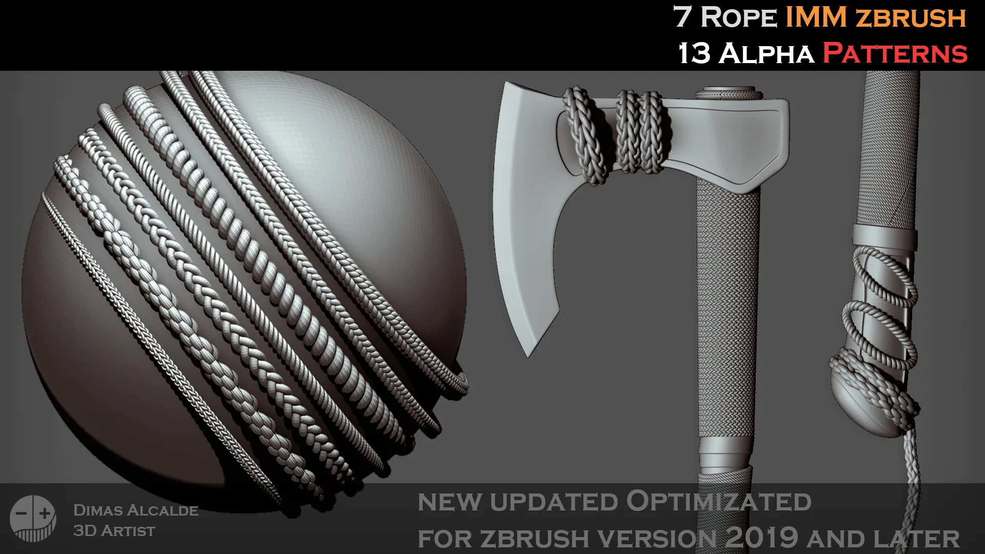 7 Rope Curve IMM Brush Pack Zbrush - FlippedNormals
