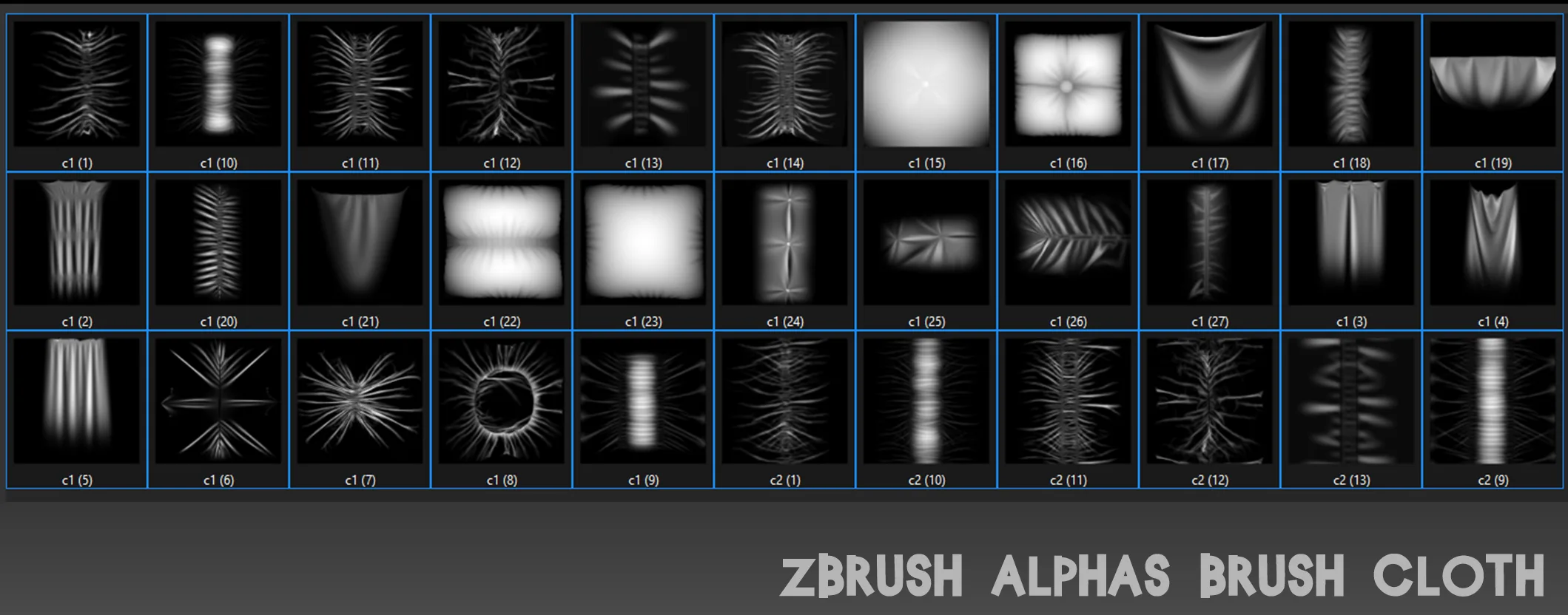 36 Zbrush Alphas Brush Cloth - FlippedNormals