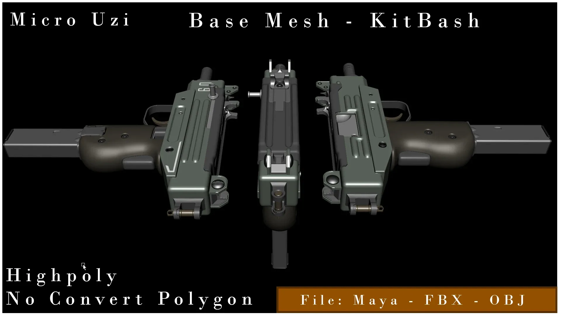 Micro Uzi Gun - KitBash - FlippedNormals