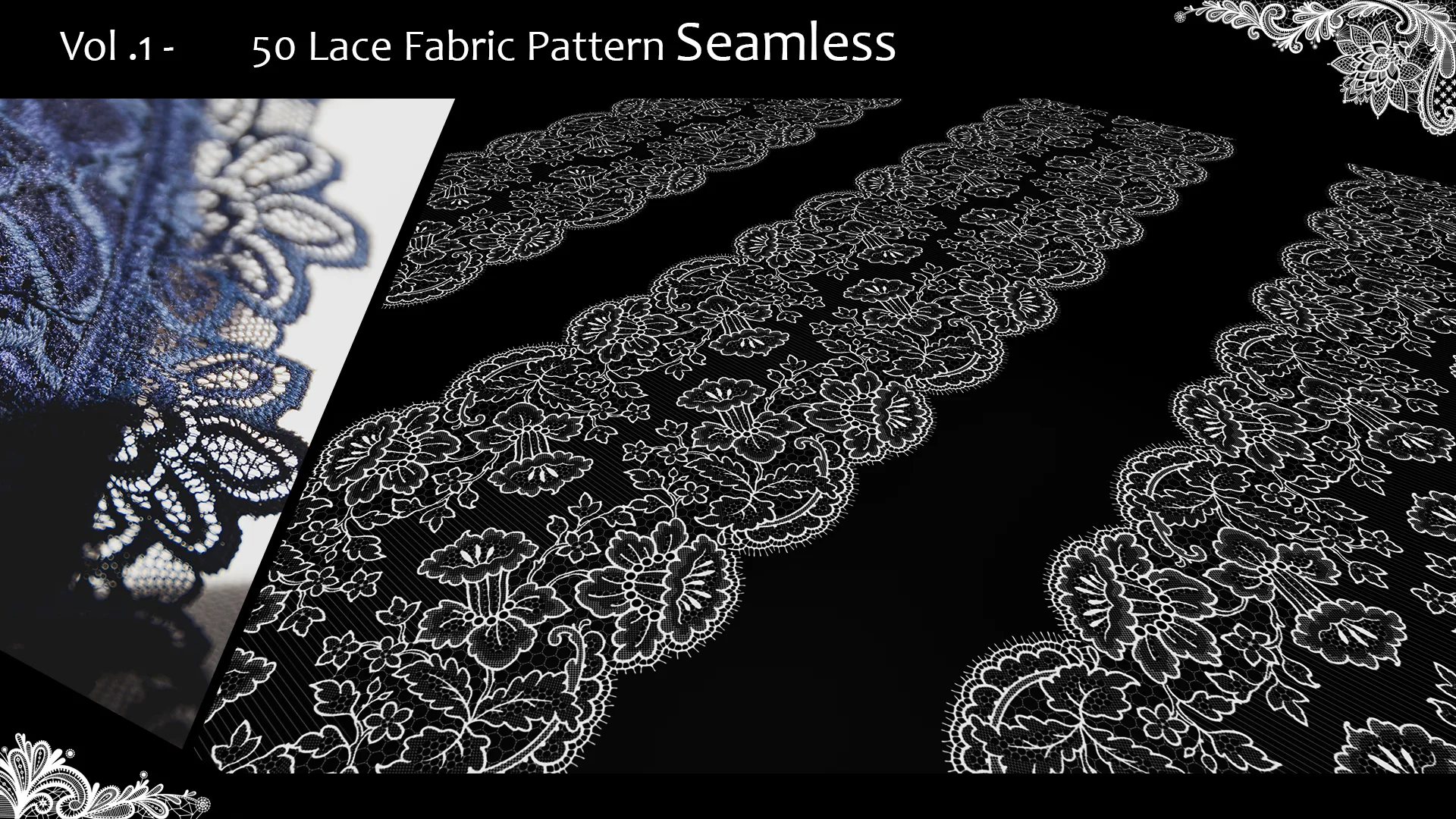Vol.1 - 50 Lace Fabric Pattern - FlippedNormals