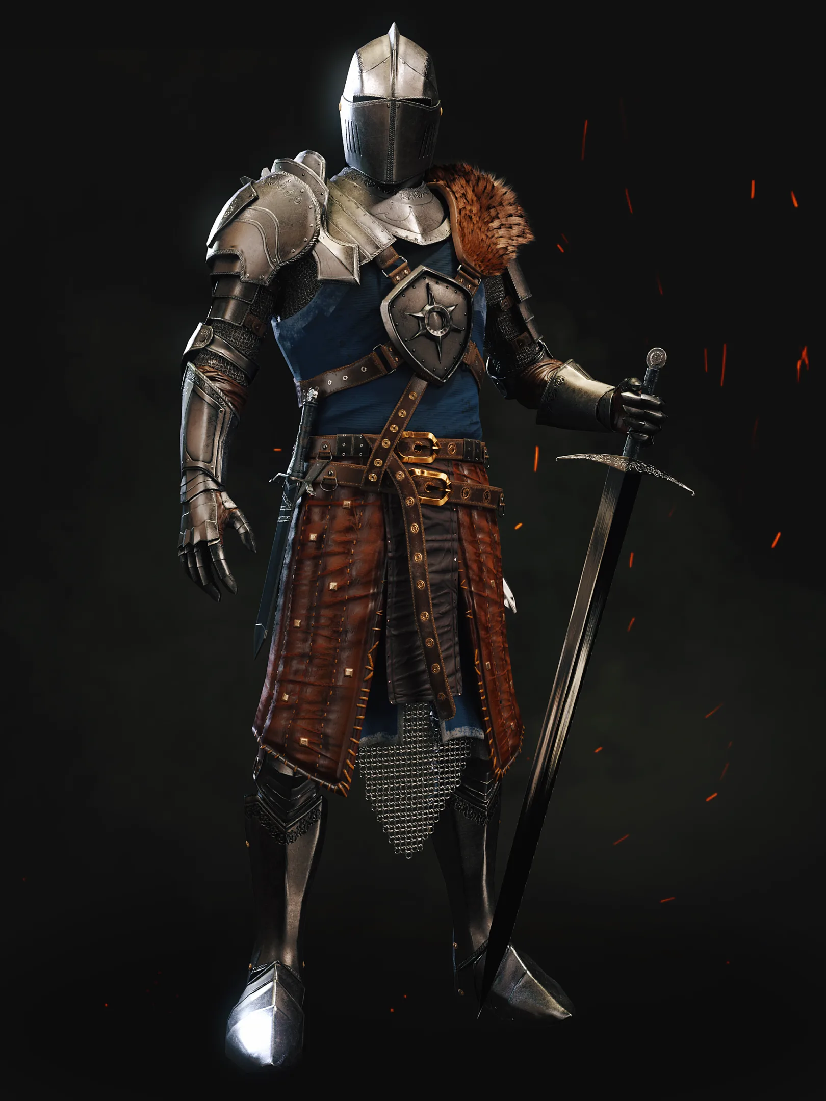 Medieval Knight 3D Model with Armor - FlippedNormals