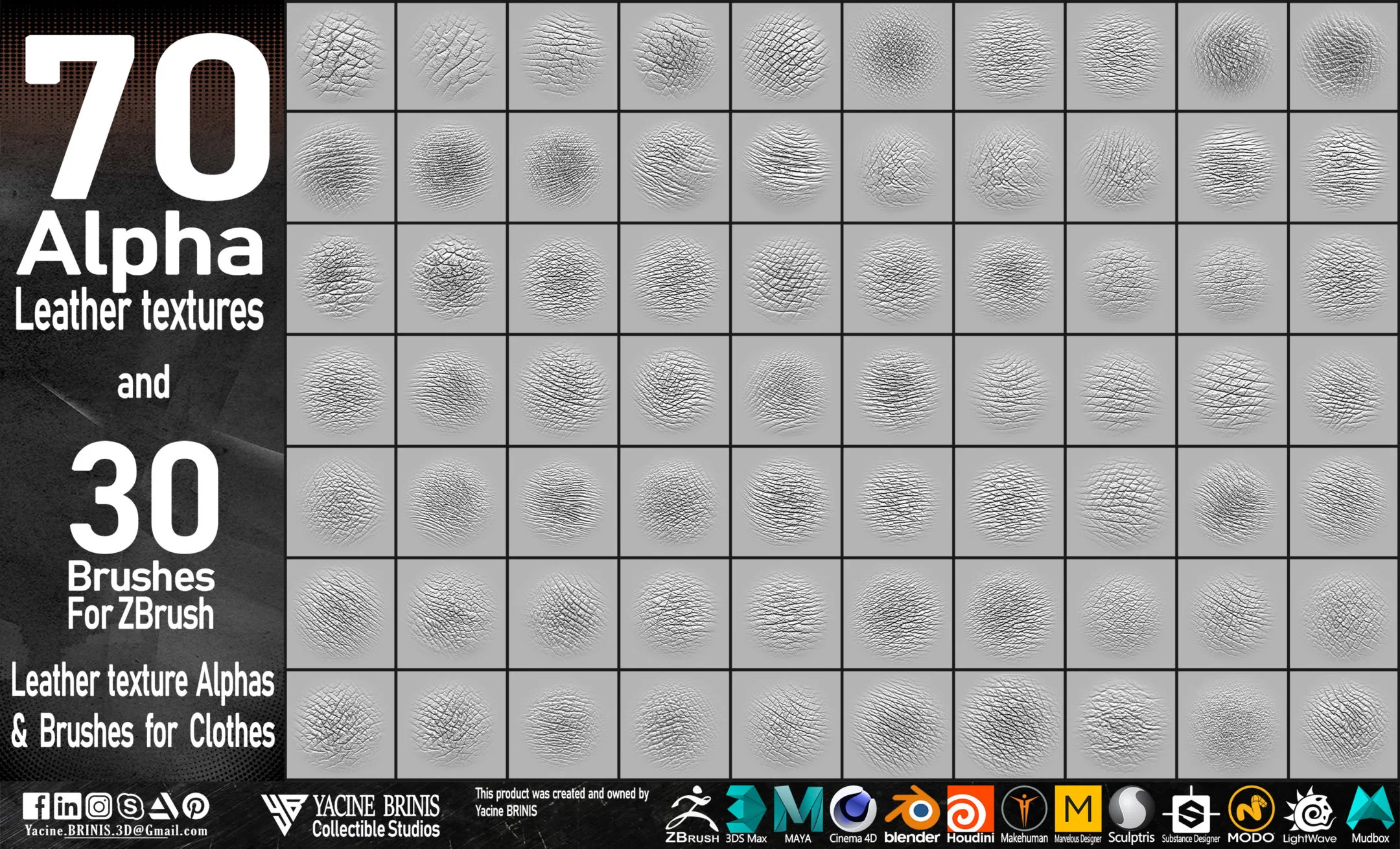70 Alpha Leather Textures & 30 - FlippedNormals