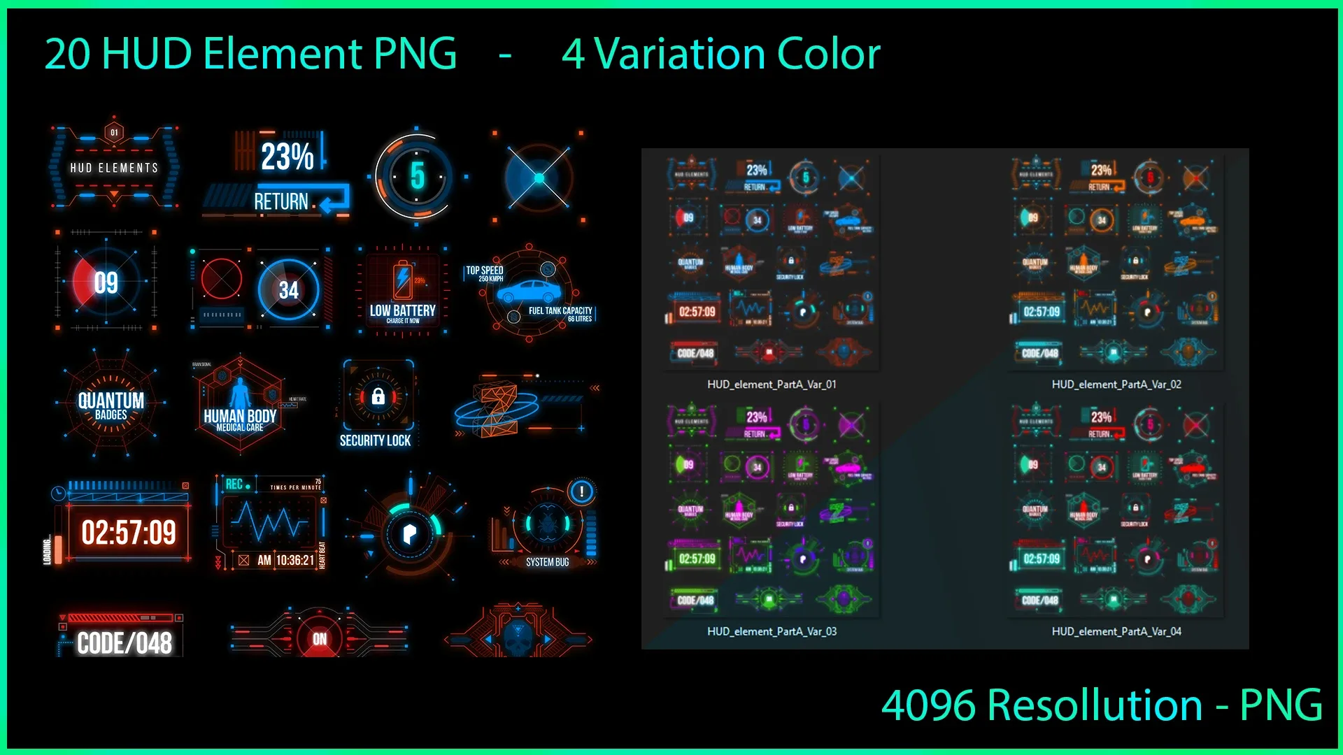 20 Decals HUD Element PNG - FlippedNormals