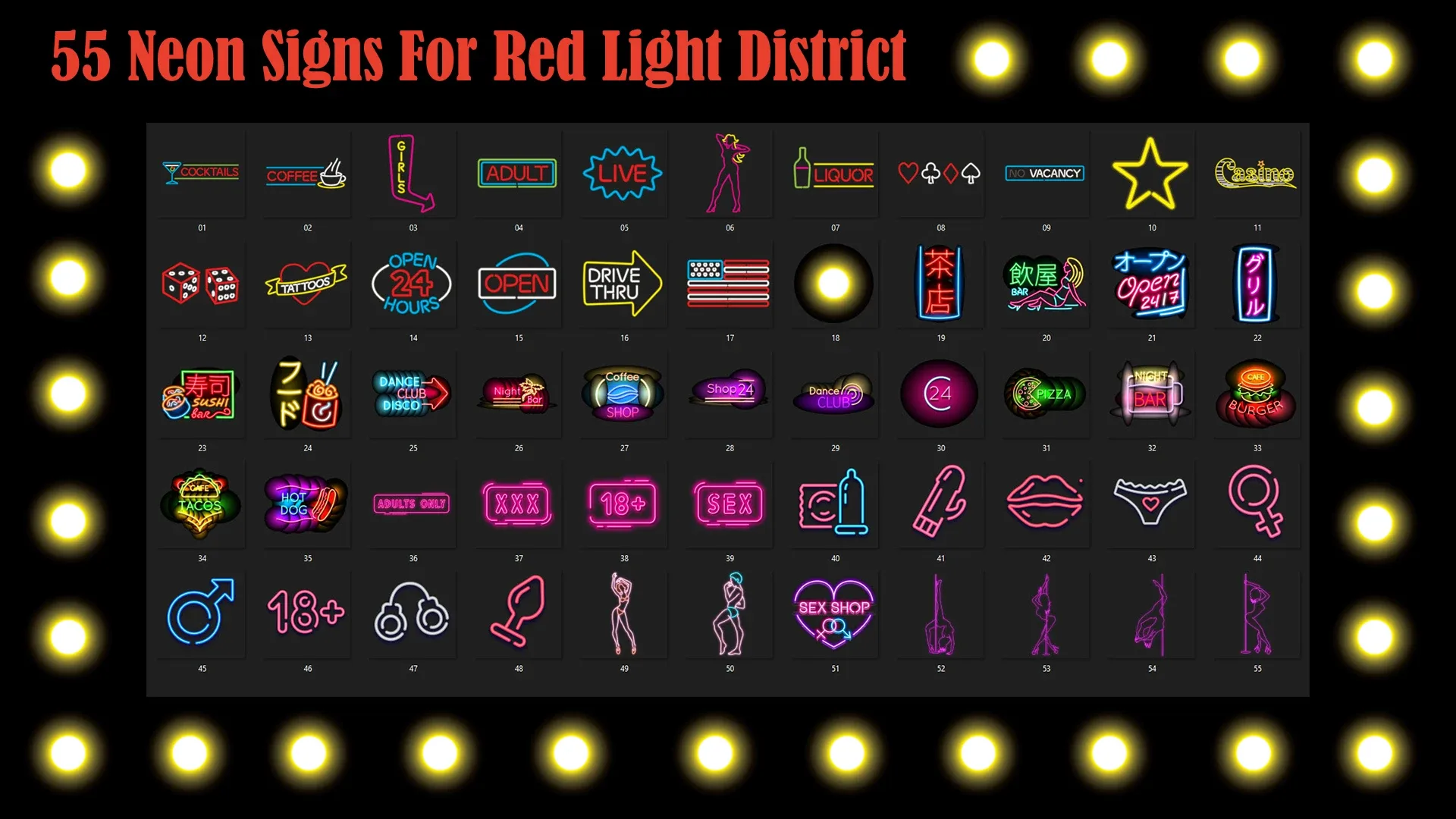 55 Neon Signs - PNG - FlippedNormals