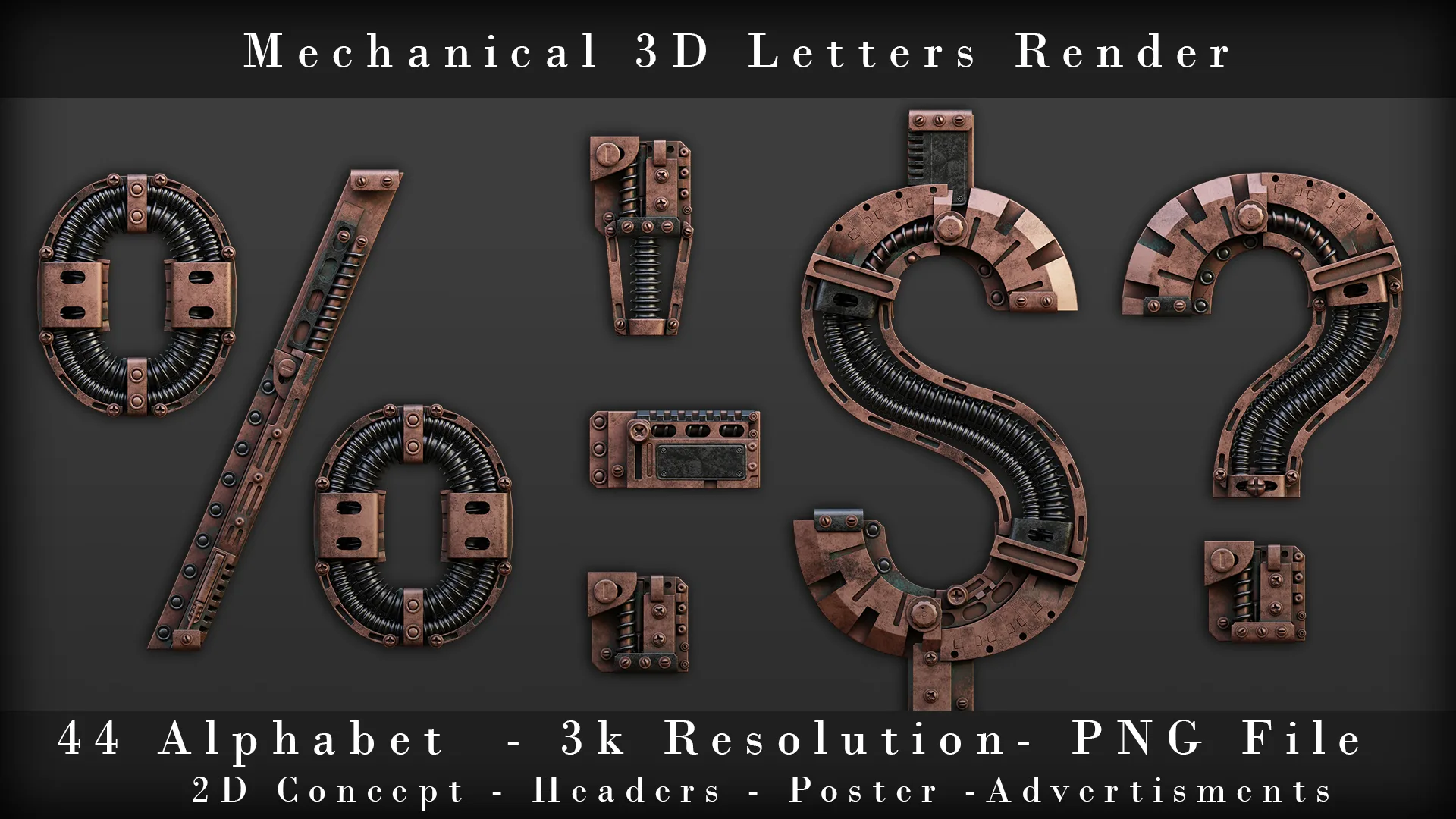 Mechanical 3D Letters Alphabet - FlippedNormals