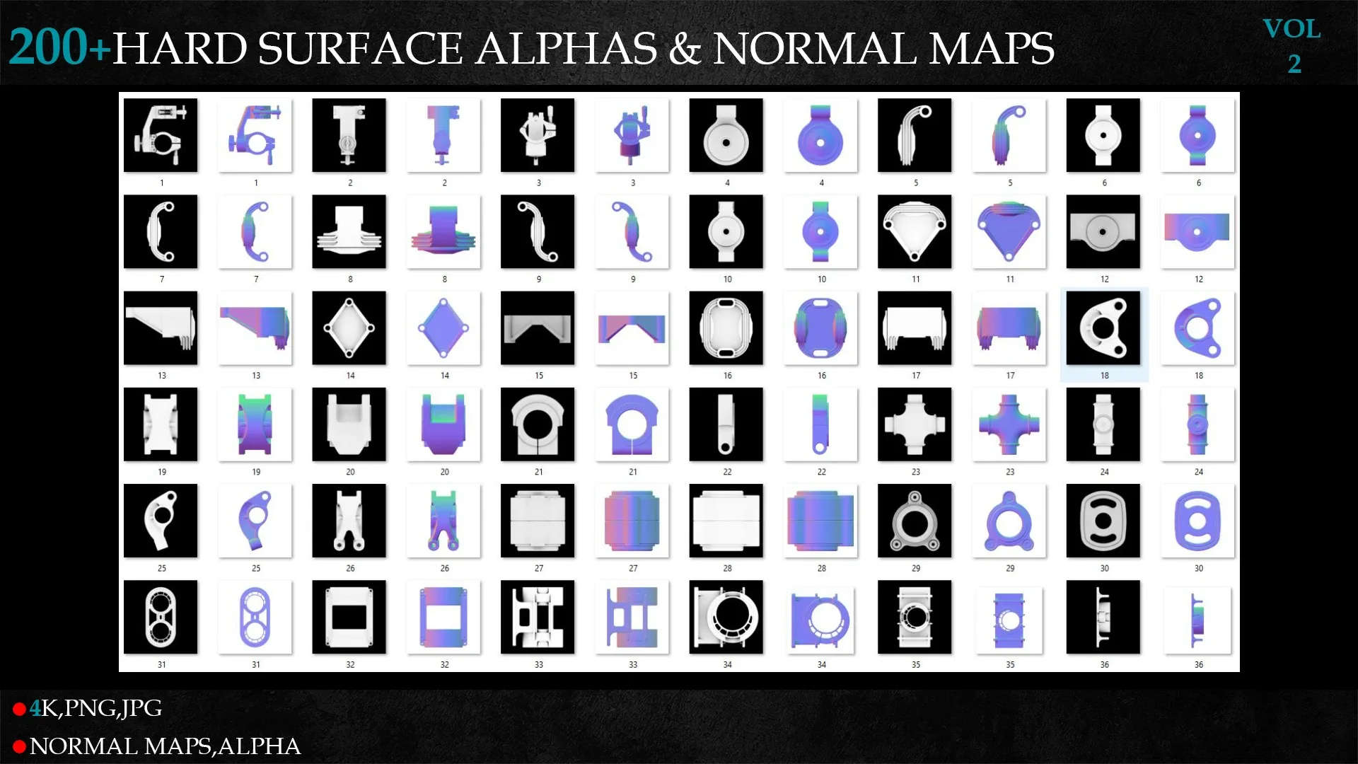 200+HARD SURFACE ALPHAS & NORMAL - FlippedNormals