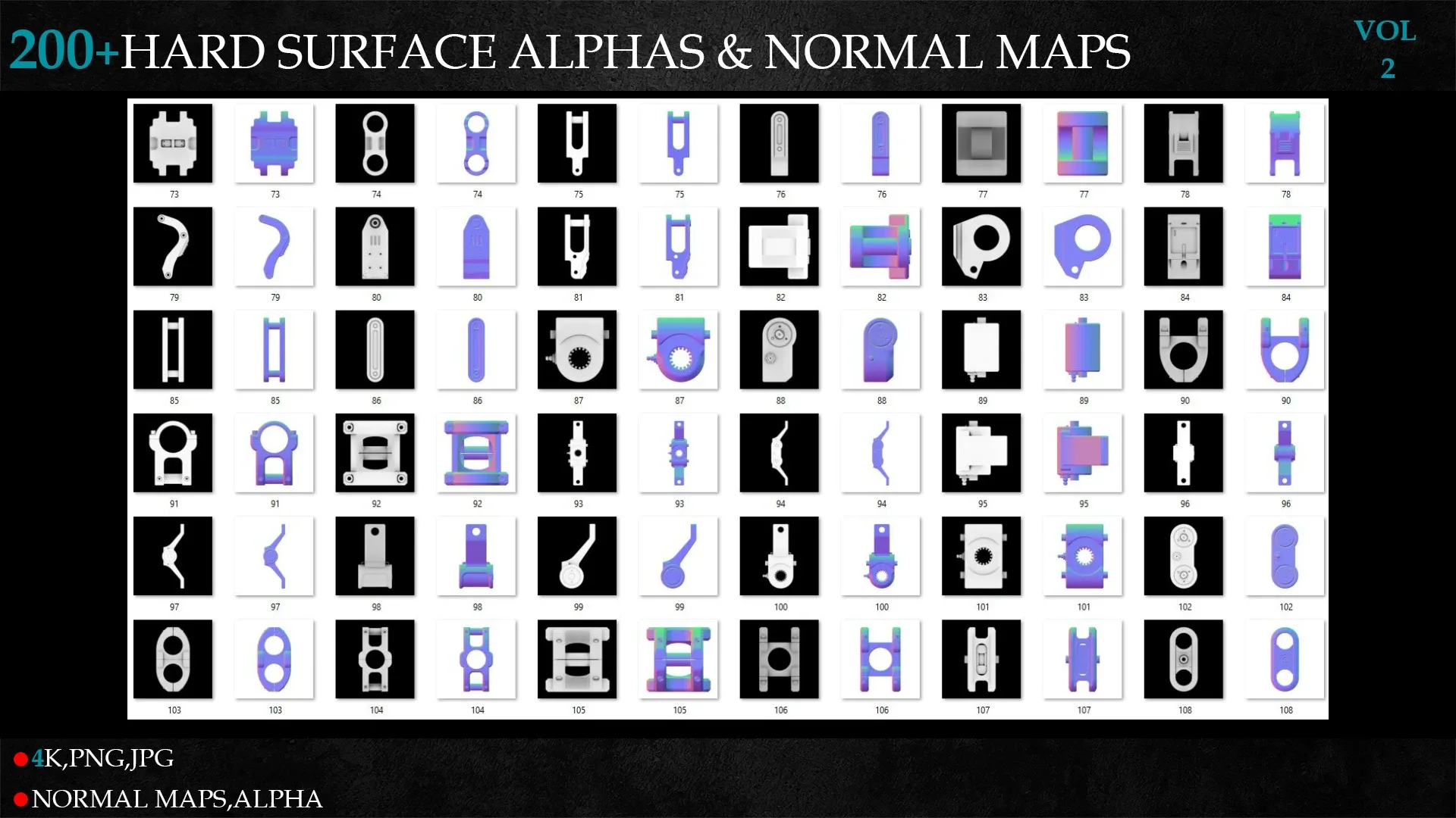 200+HARD SURFACE ALPHAS & NORMAL - FlippedNormals