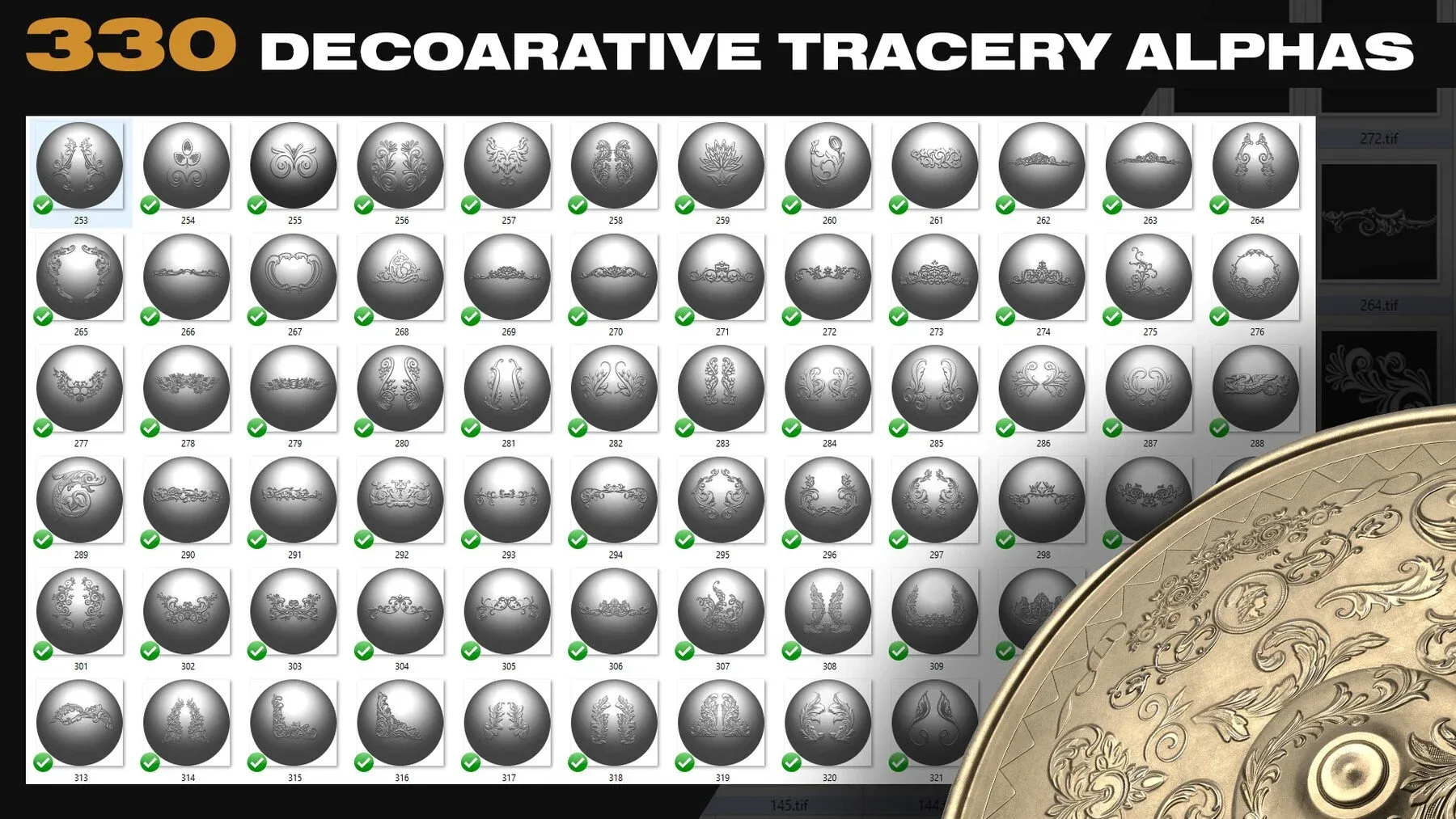 330 DECORATIVE TRACERY ALPHAS [ORNAMENTS] - FlippedNormals