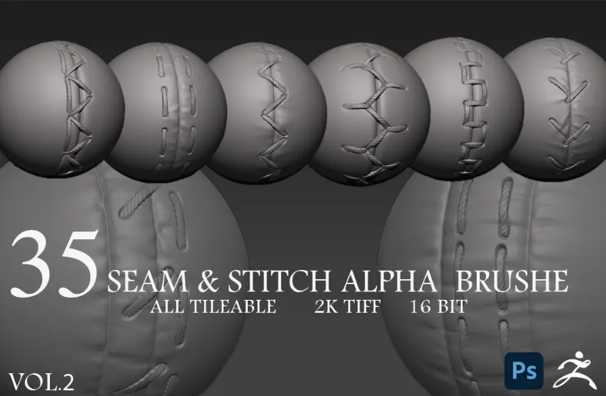 35 seam stitch alpha brushe.vol1 - FlippedNormals