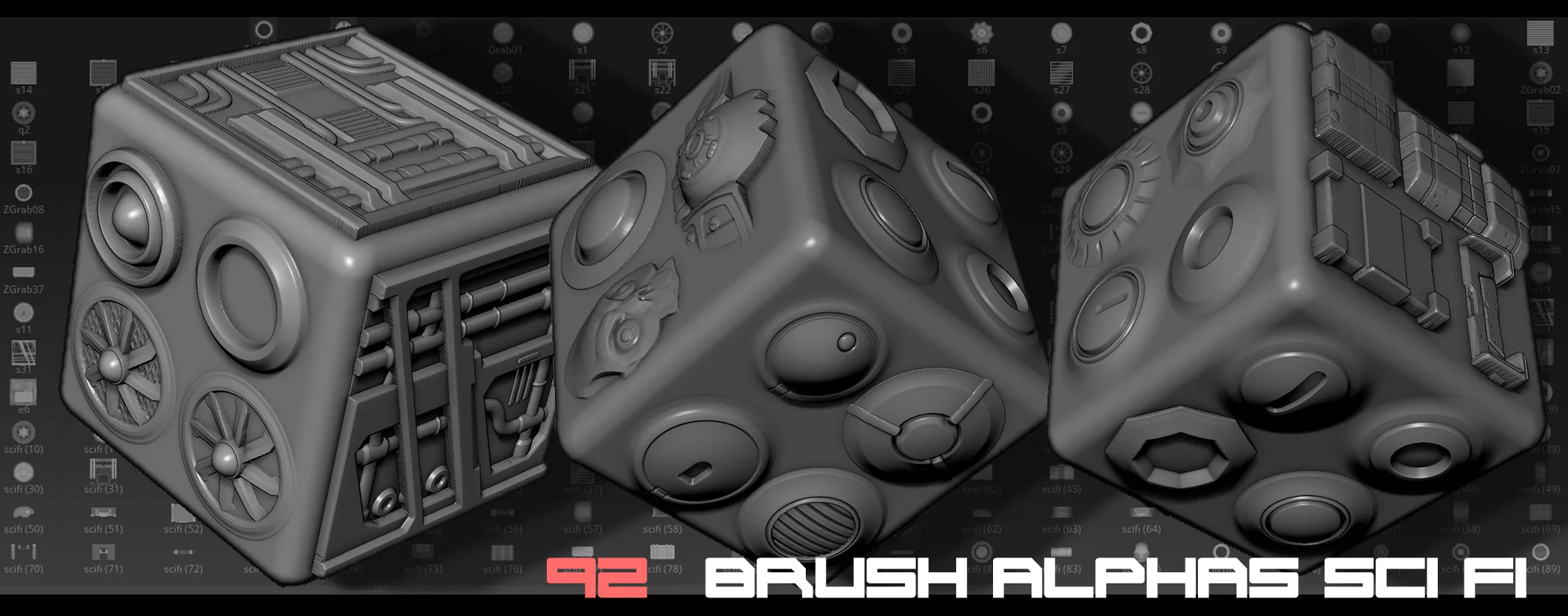 Zbrush Alphas Scifi 92 - FlippedNormals