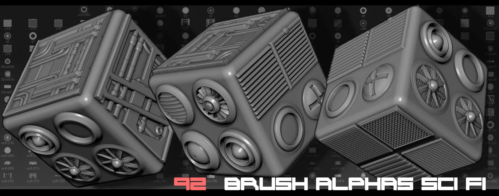 Zbrush Alphas Scifi 92 - FlippedNormals