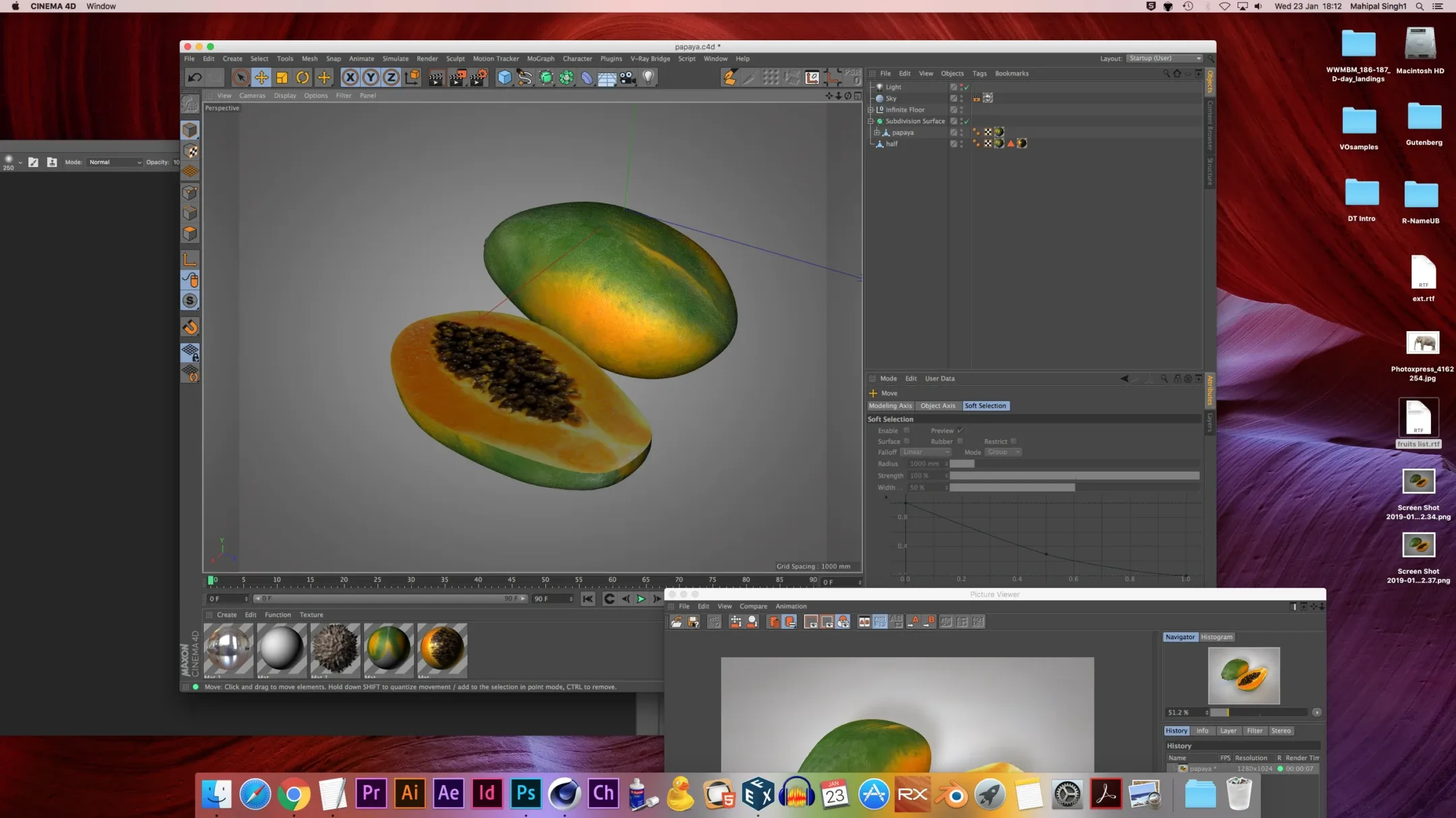 Papaya 3d model - FlippedNormals