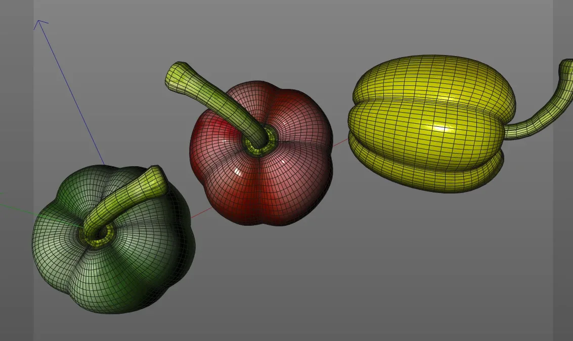 Bell peppers 3d model - FlippedNormals