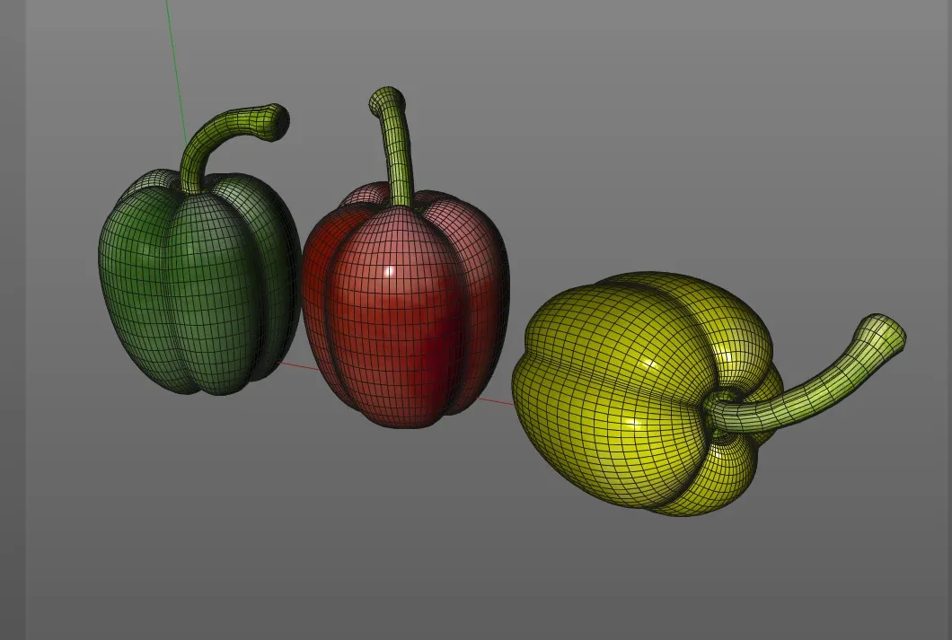 Bell peppers 3d model - FlippedNormals