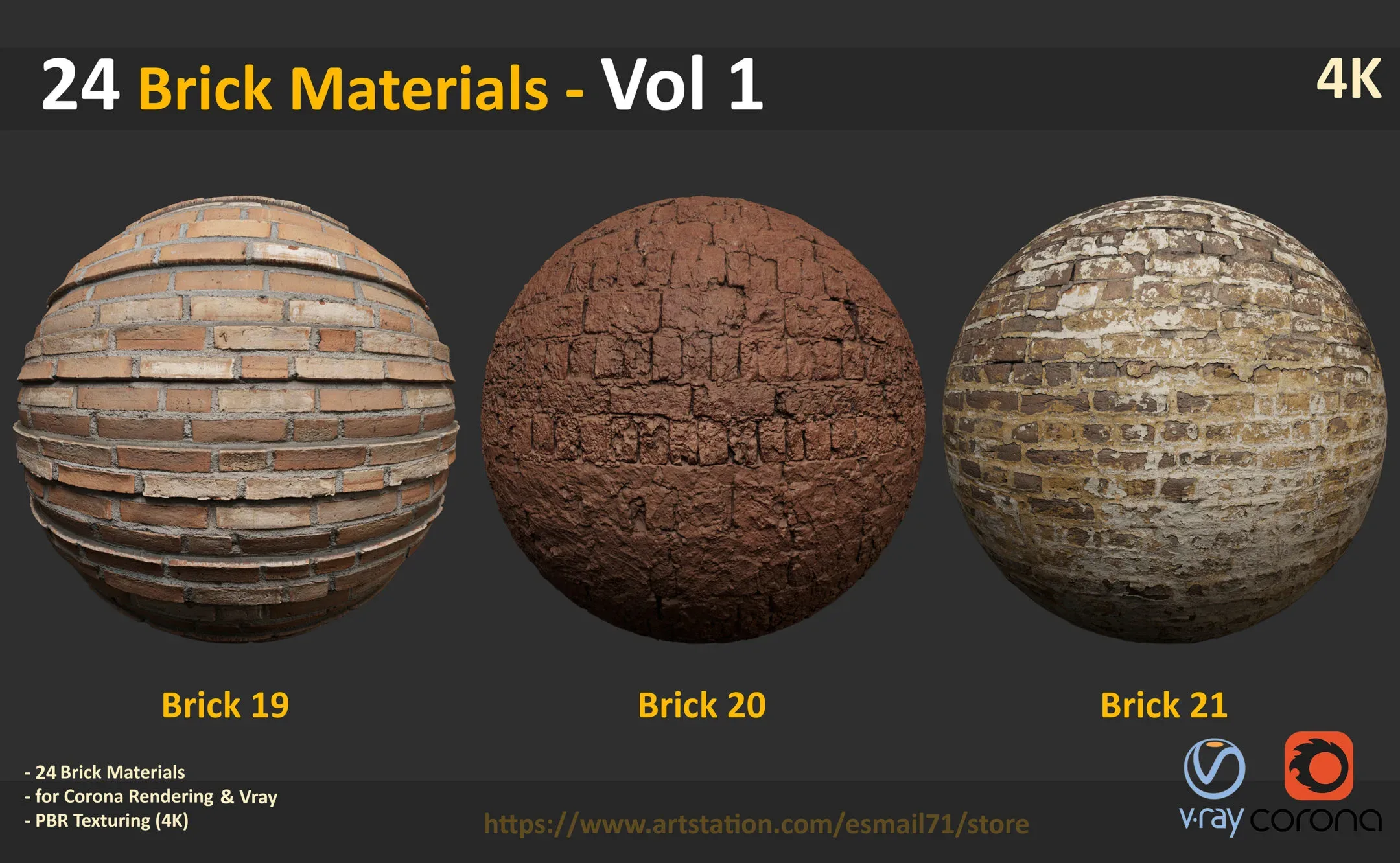 24 Brick Materials - Vol1 - FlippedNormals