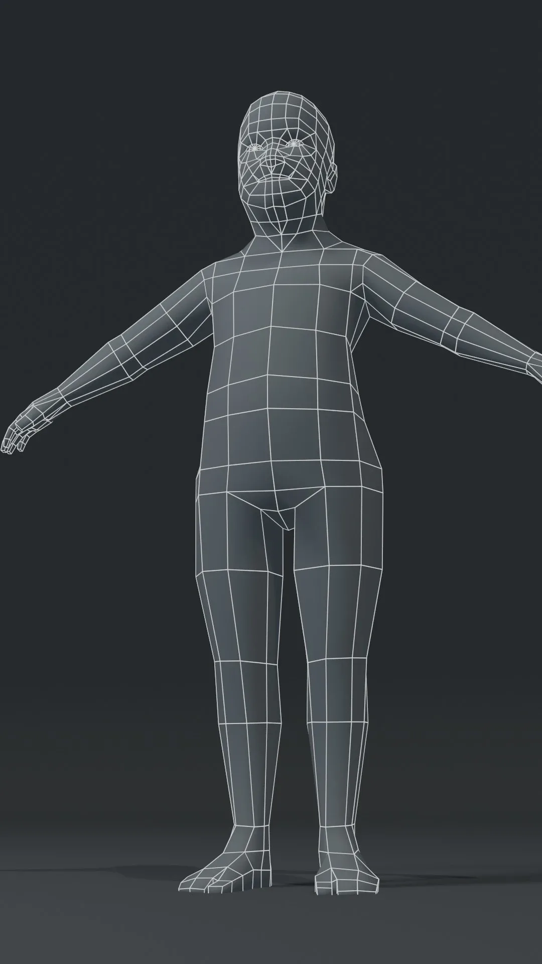 Fat Boy Kid Body Base Mesh 3D Model - FlippedNormals