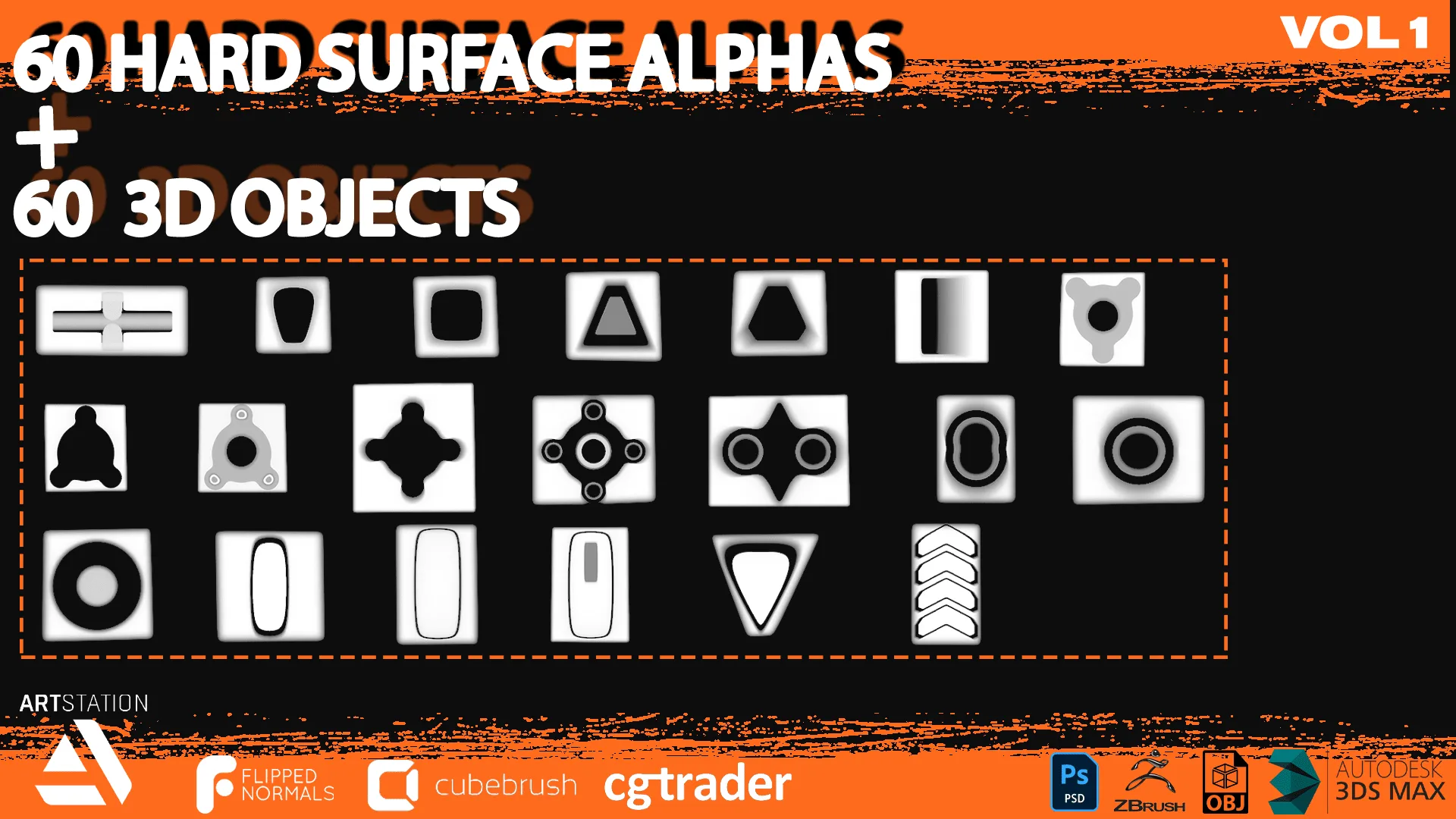 hardsurface alpha+objects - vol1 - FlippedNormals