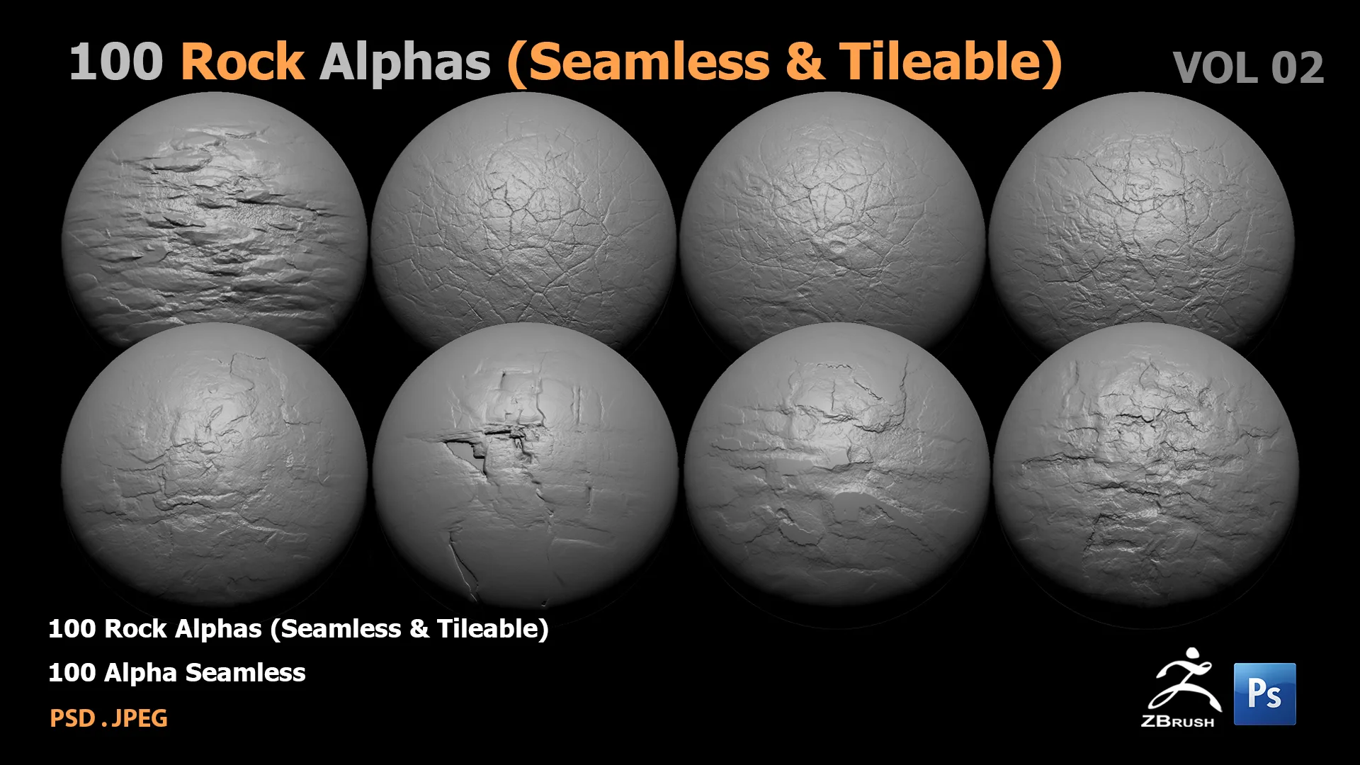 100 Rock Alphas (Seamless & Tileable) - FlippedNormals