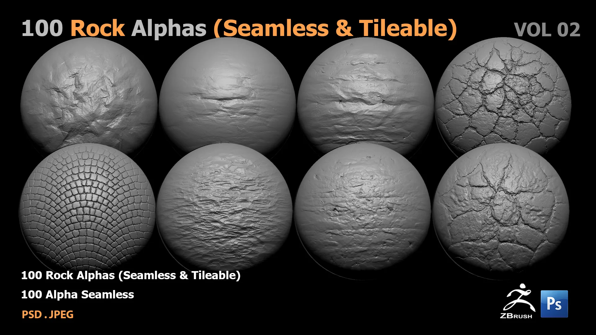 100 Rock Alphas (Seamless & Tileable) - FlippedNormals