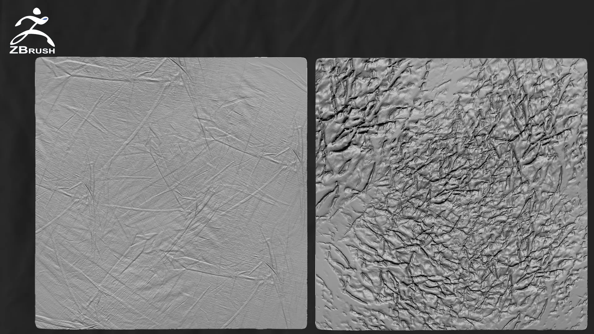 25 Memory Folds Alphas for Zbrush - FlippedNormals