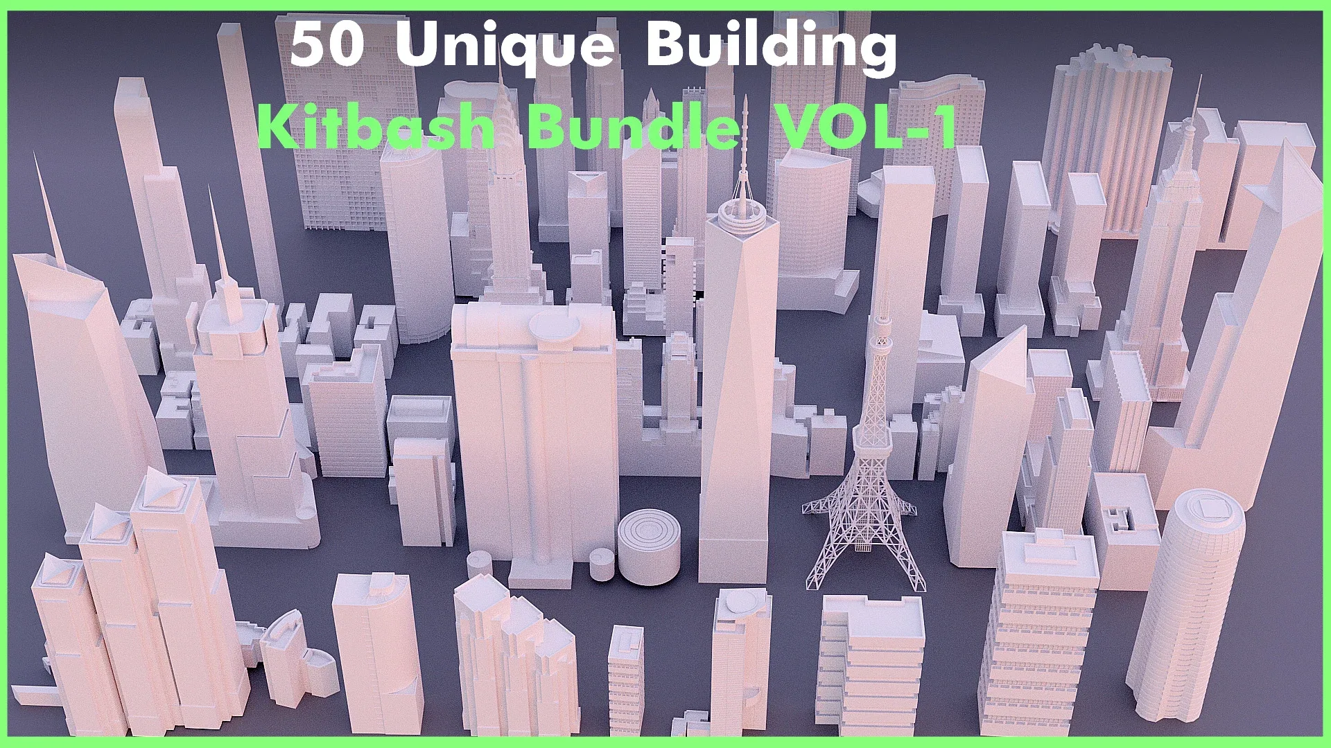 50 Unique Building Kitbash Bundle - FlippedNormals