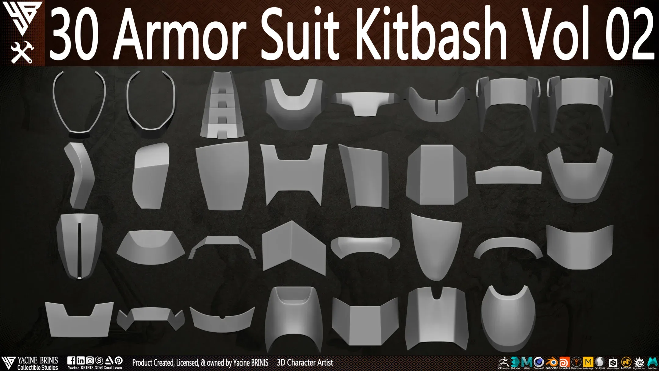 30 Armor Suit Kitbash Vol 02 - FlippedNormals
