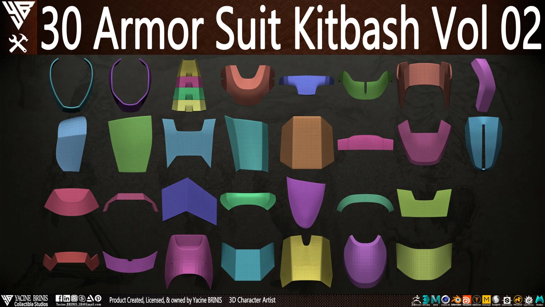 30 Armor Suit Kitbash Vol 02 - FlippedNormals