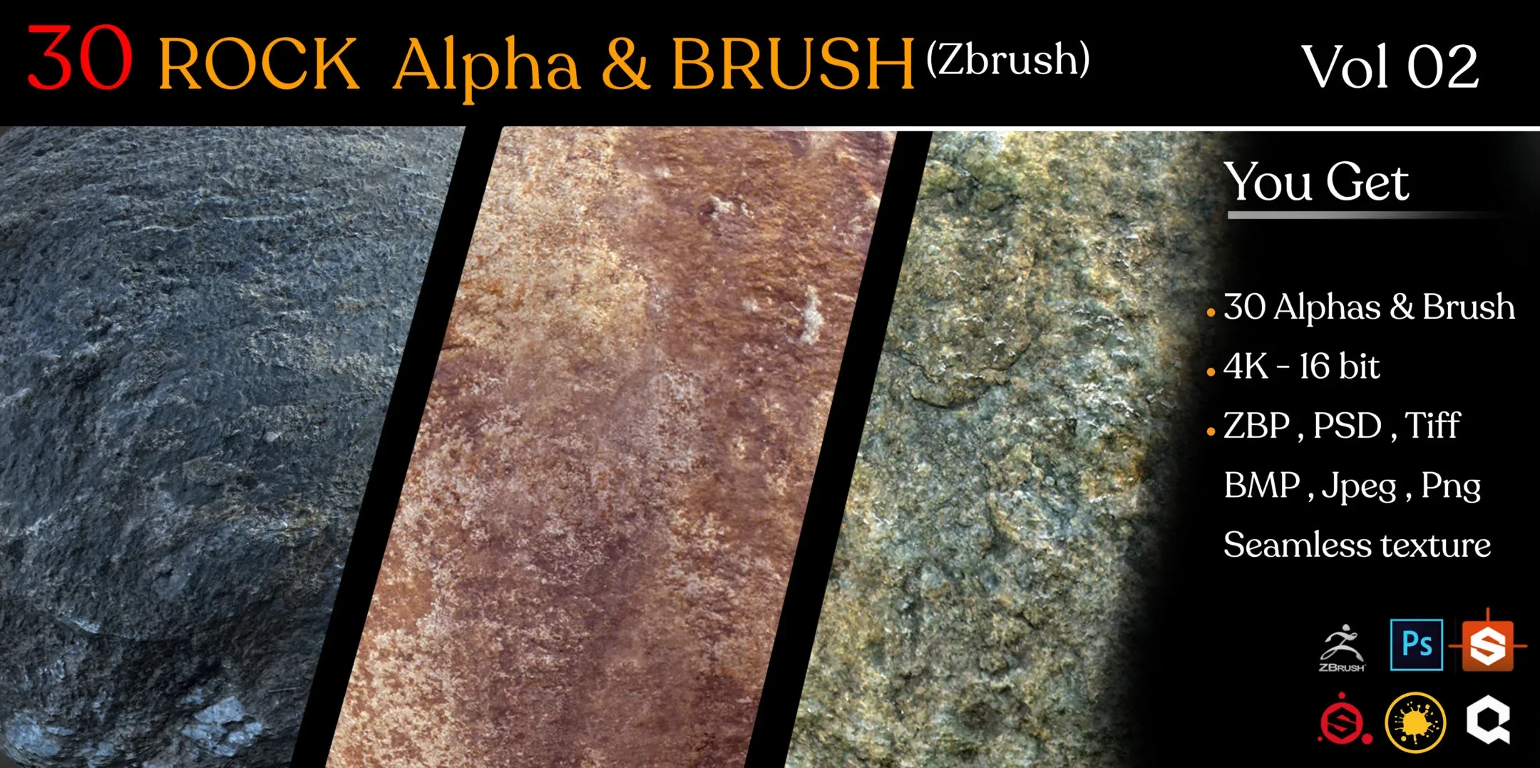 Rock Alphas & Brush (Seamless and - FlippedNormals