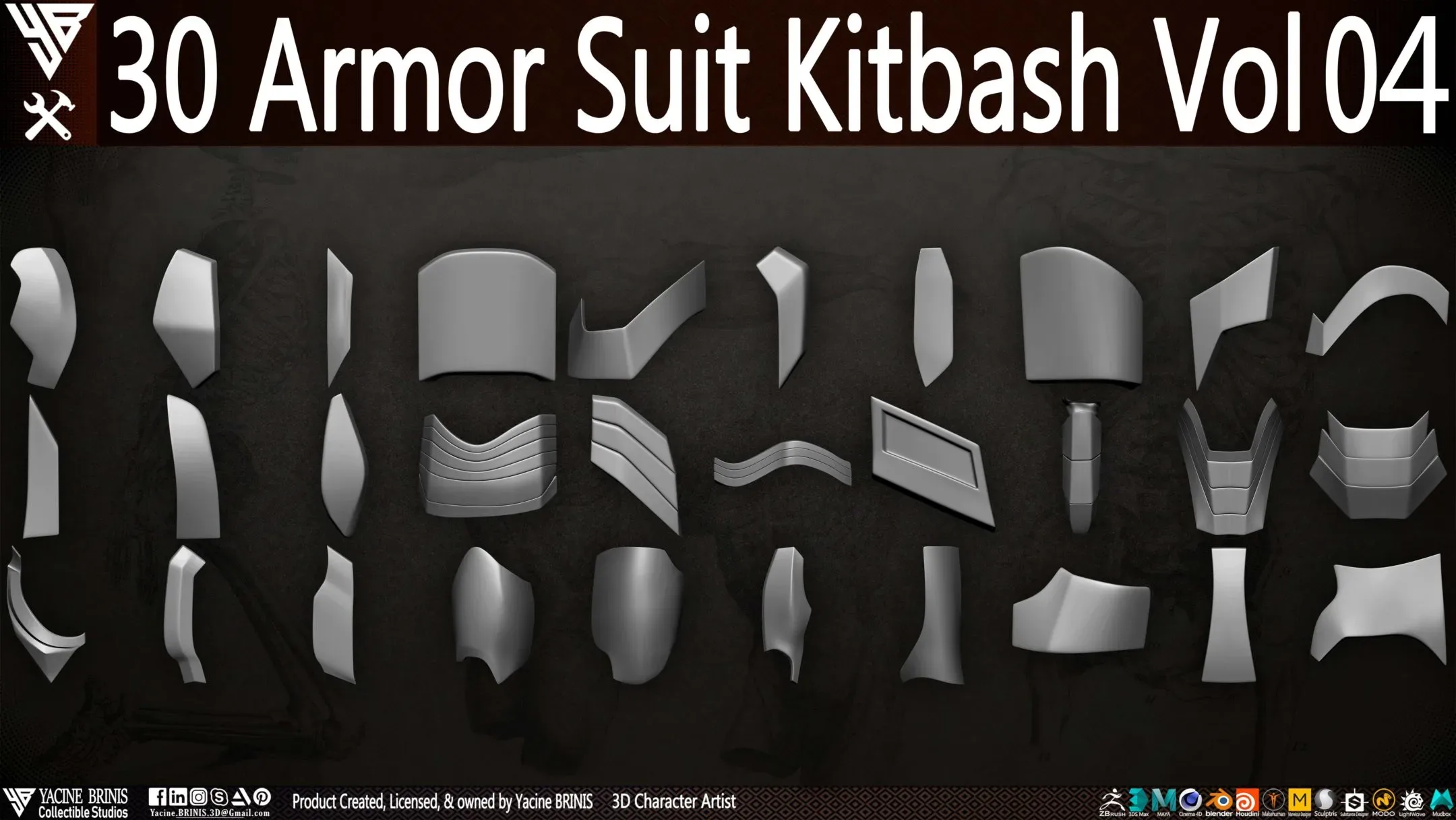 30 Armor Suit Kitbash Vol 04 - FlippedNormals