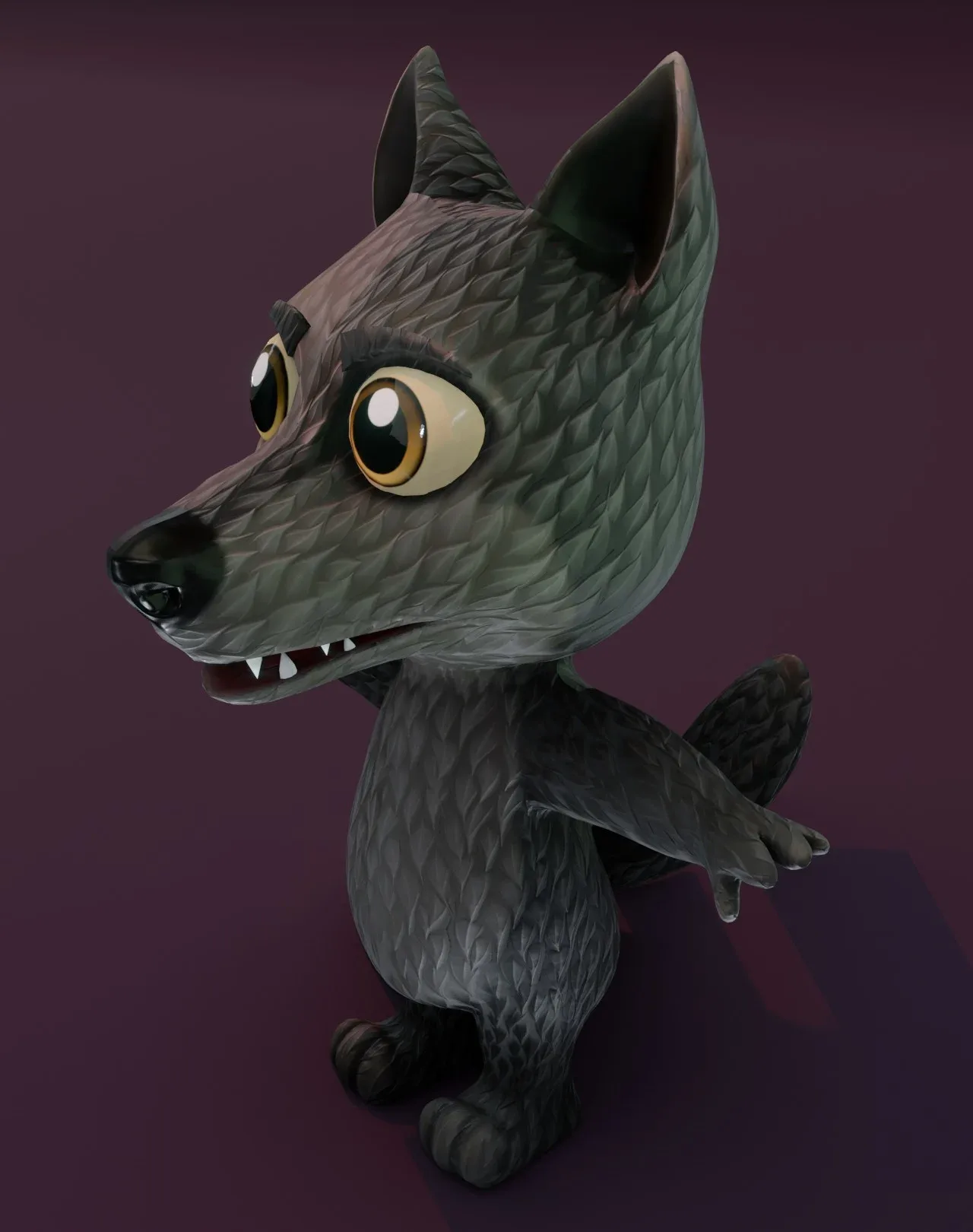 Cartoon Black Wolf Animated 3D - FlippedNormals