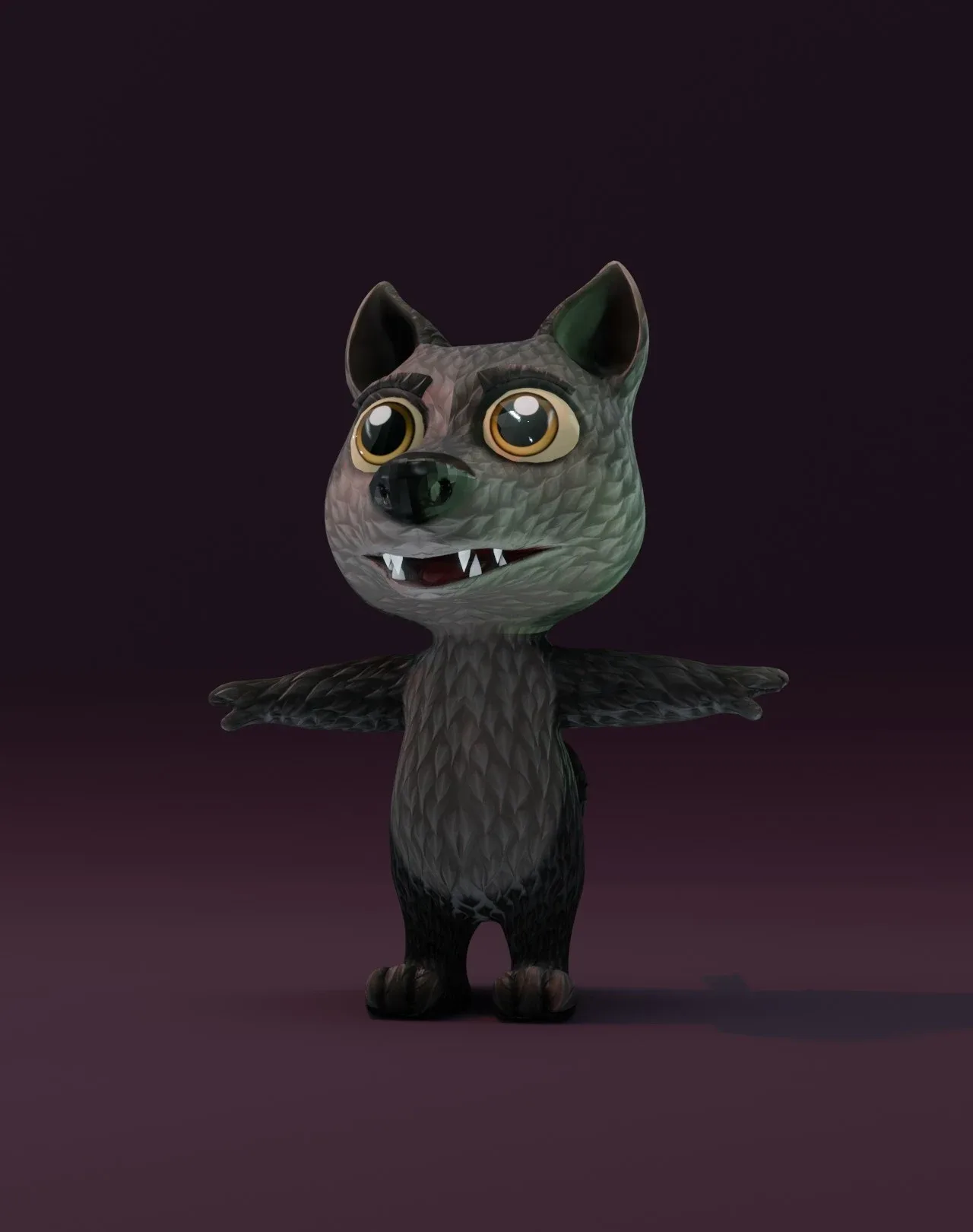 Cartoon Black Wolf Animated 3D - FlippedNormals