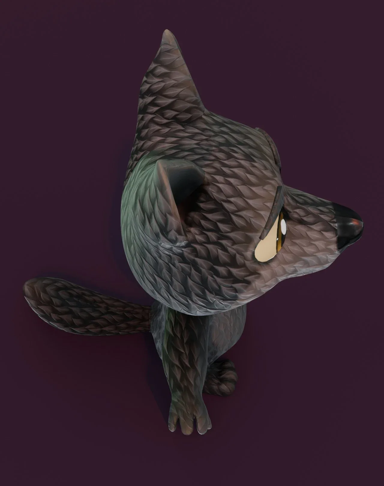 Cartoon Black Wolf Animated 3D - FlippedNormals