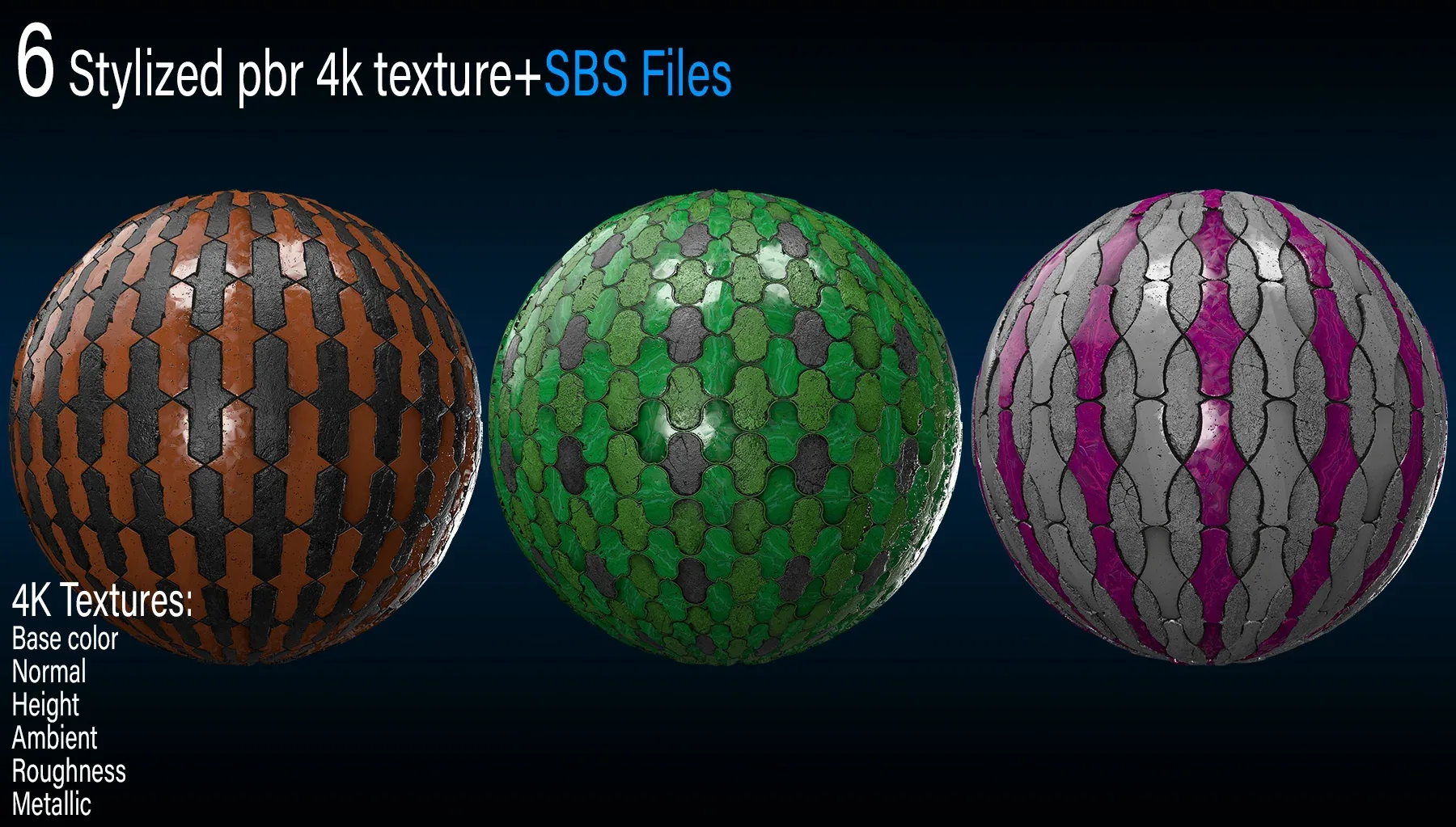 6 Stylized pbr 4k texture + sbs - FlippedNormals