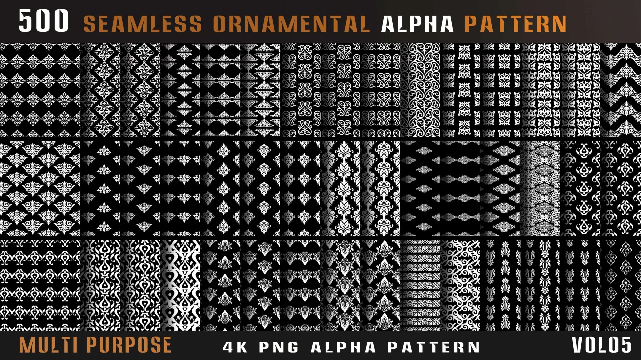 500 seamless ornamental alpha pattern-Vol05 - FlippedNormals