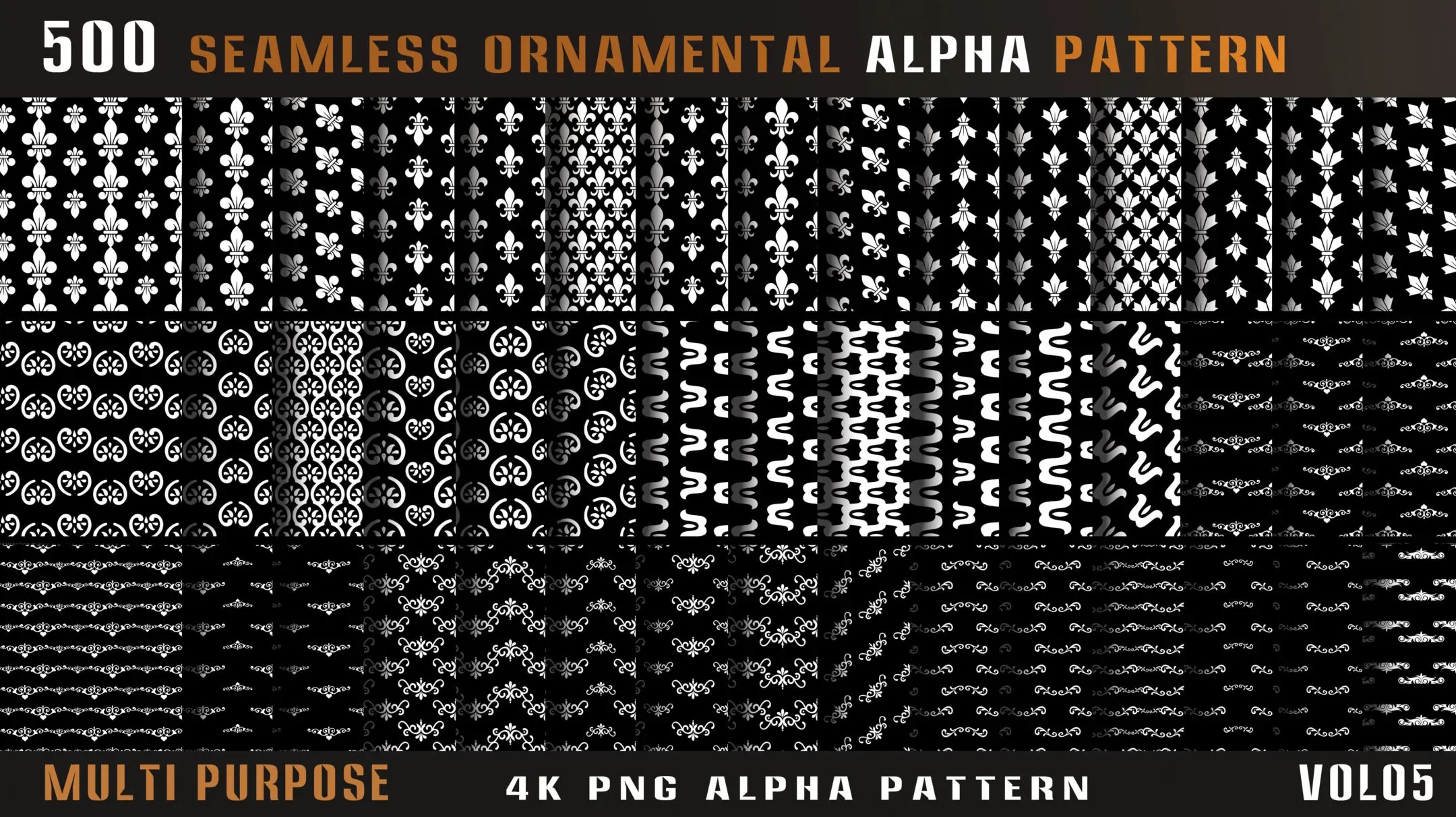 500 seamless ornamental alpha pattern-Vol05 - FlippedNormals