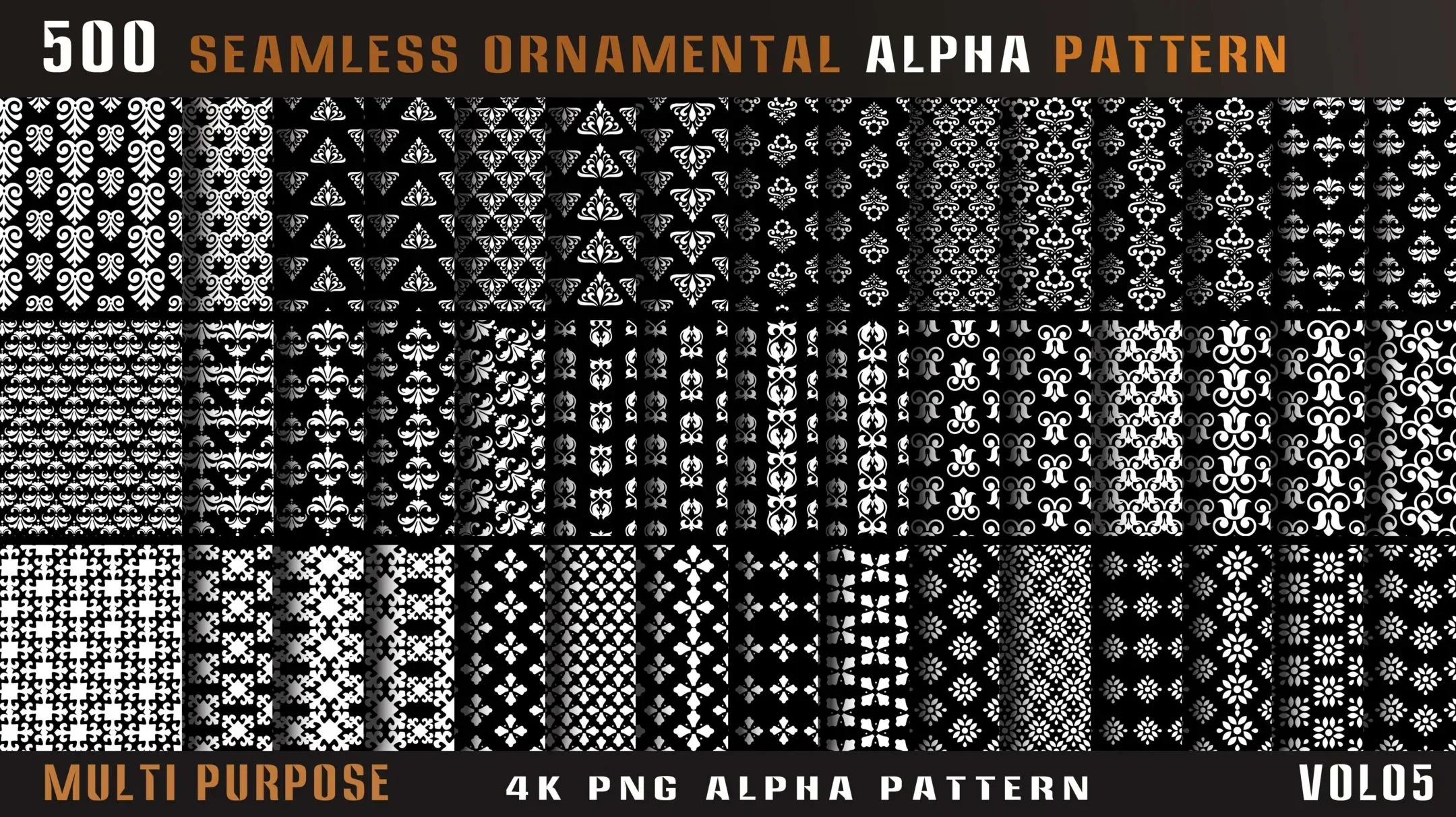 500 seamless ornamental alpha pattern-Vol05 - FlippedNormals