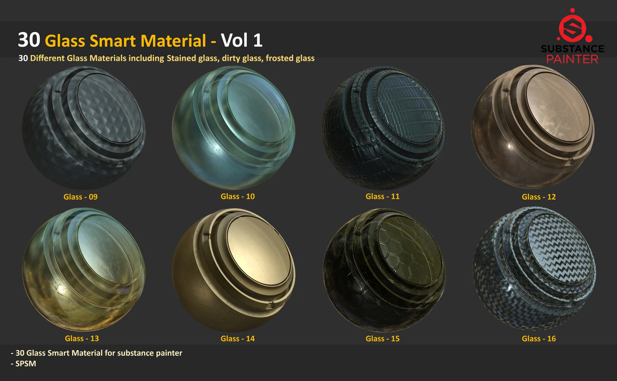 30 Glass Smart Material - Vol 1 - FlippedNormals