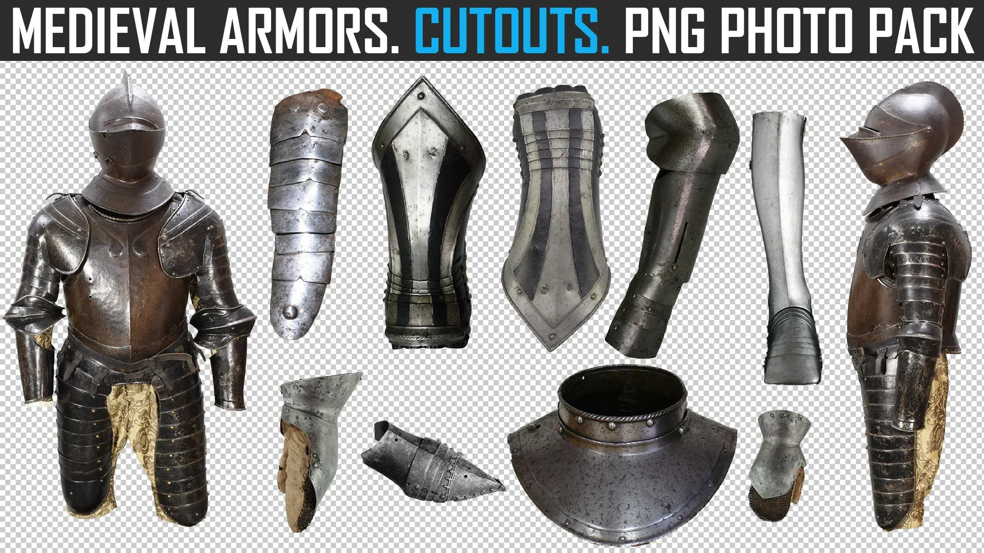 Medieval Armors Cutouts - PNG Photo - FlippedNormals