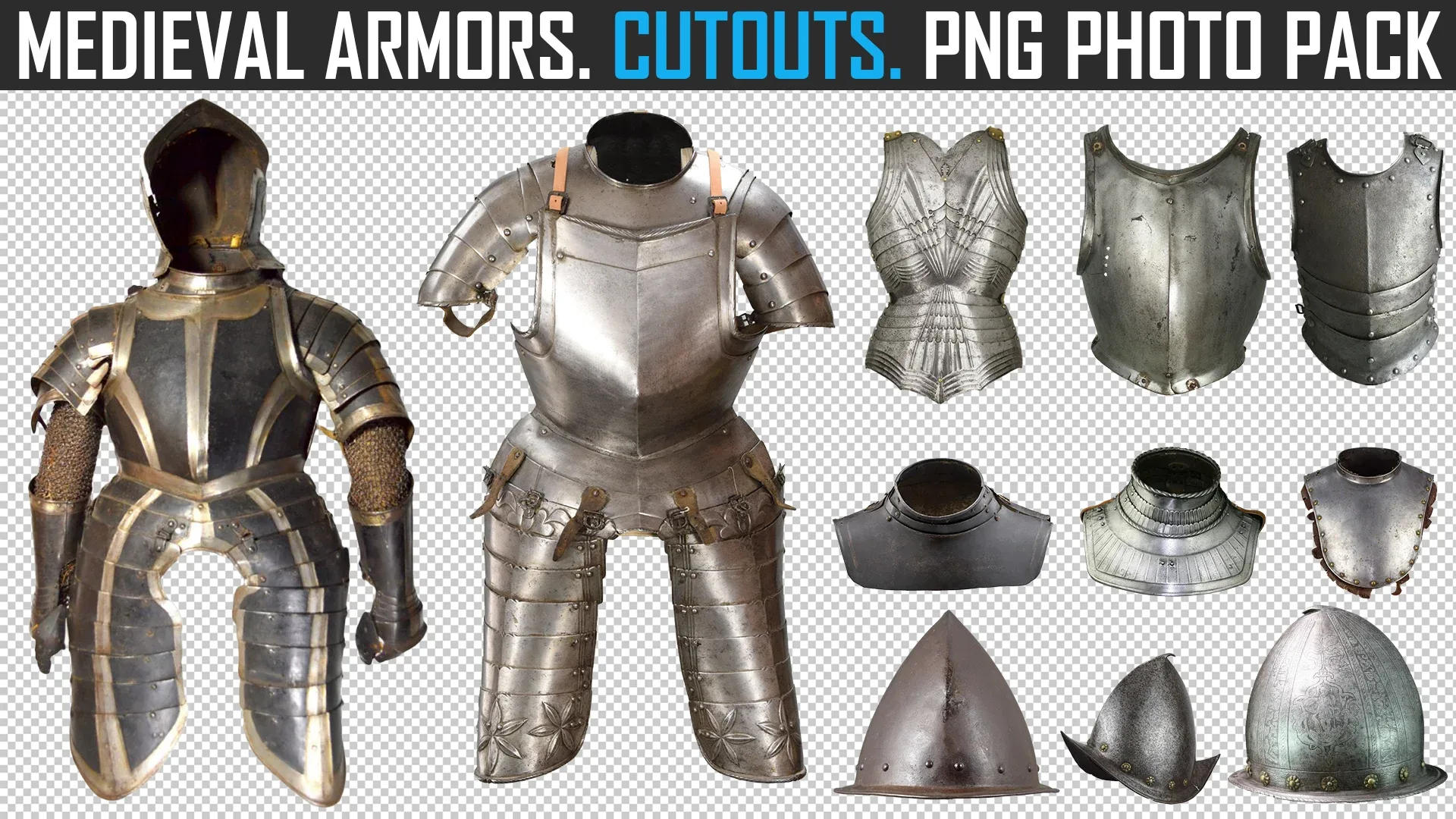 Medieval Armors Cutouts - PNG Photo - FlippedNormals