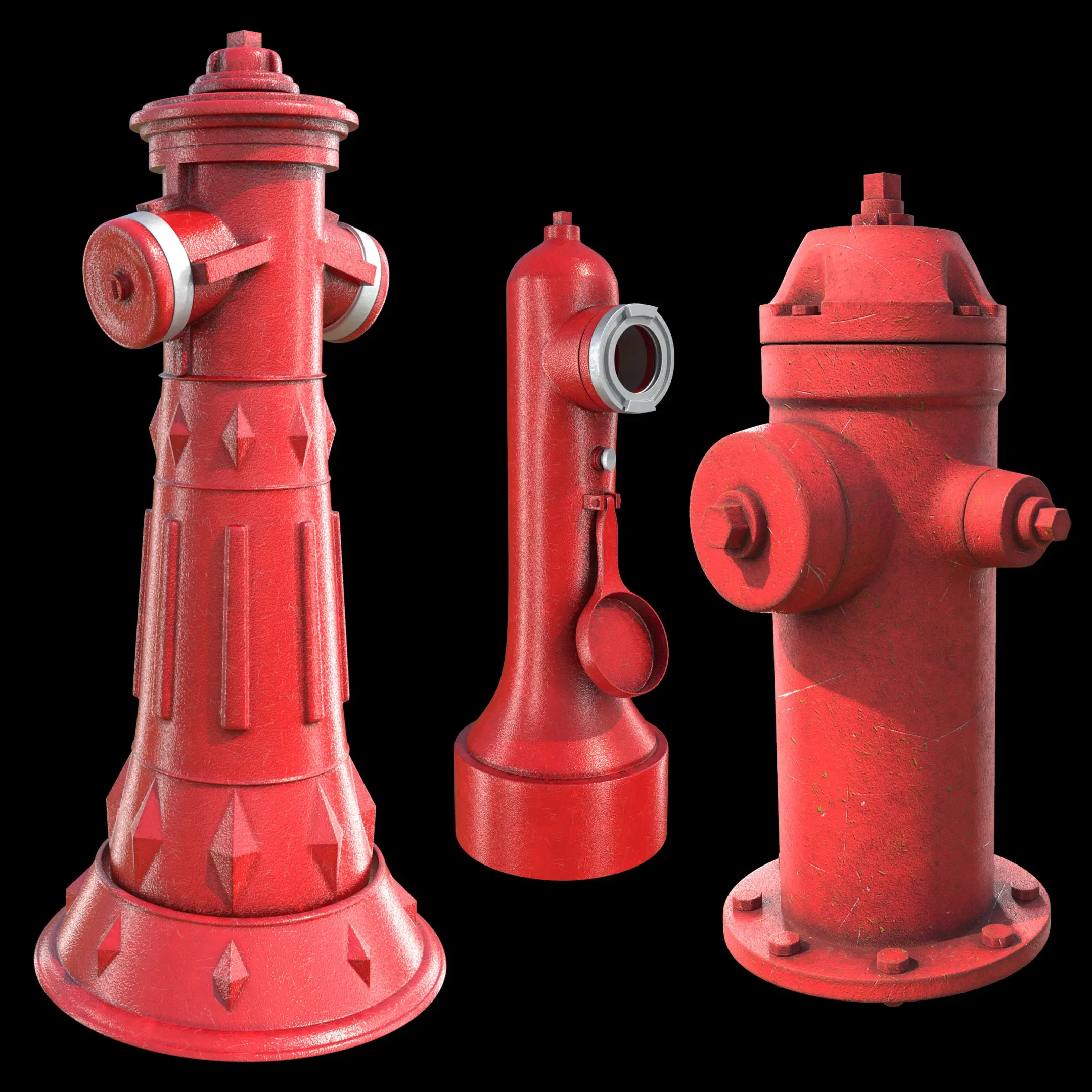 Urban Hydrant-set 02 - FlippedNormals