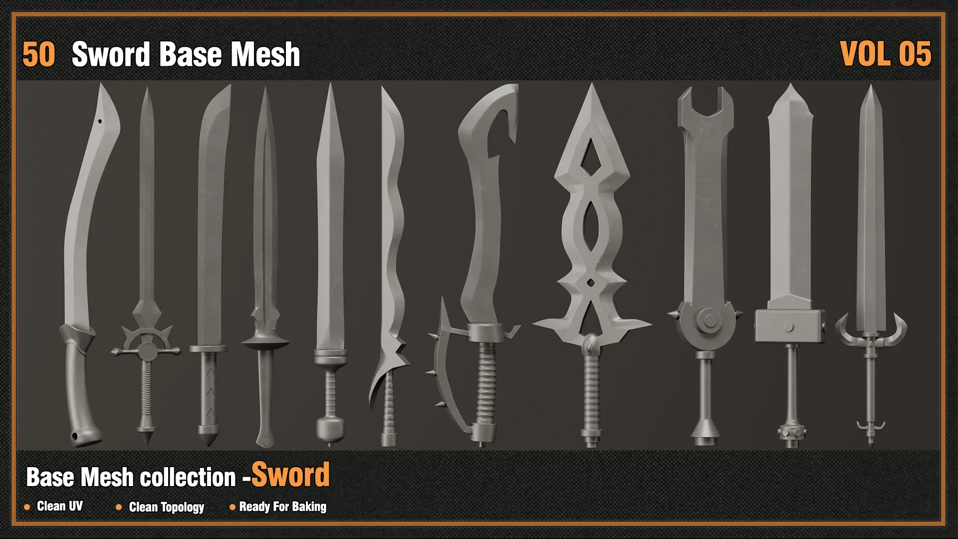 50 Sword Base Mesh - VOL 05 ( Game - FlippedNormals