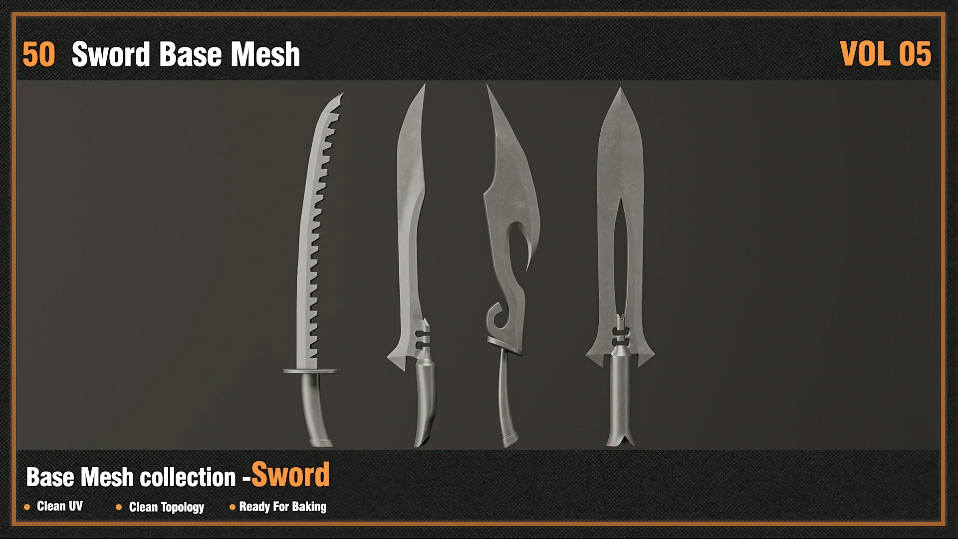 50 Sword Base Mesh - VOL 05 ( Game - FlippedNormals